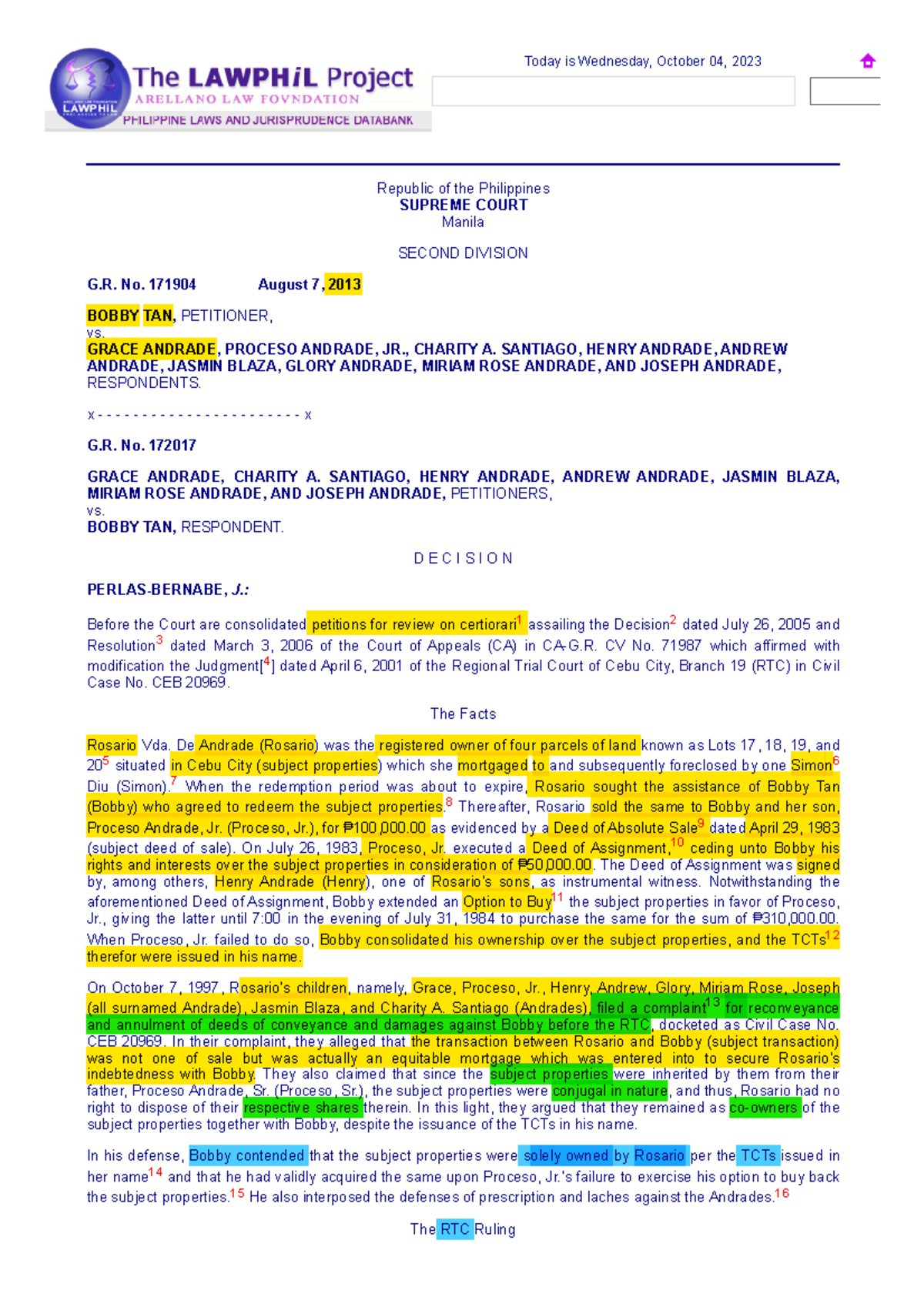 Case Digest_Tan v Andrade G.R. No. 171904 - Today is Wednesday, October ...