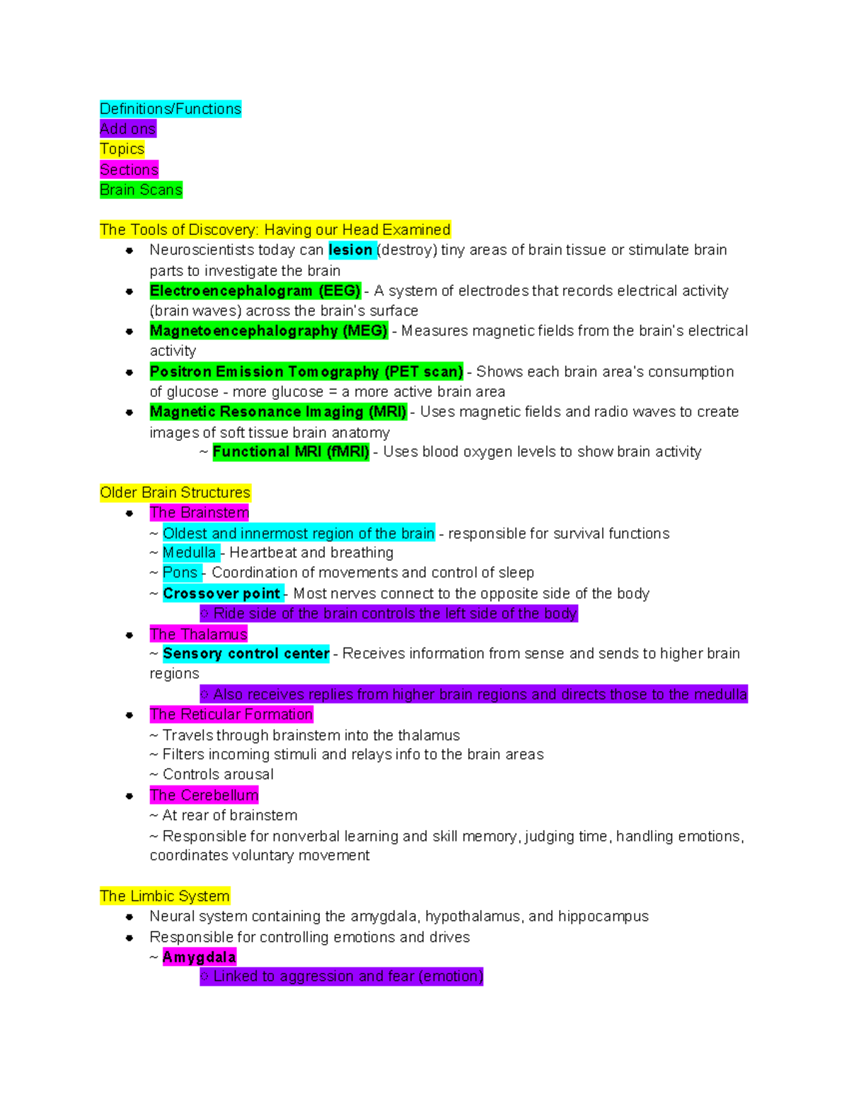 Module 4 - Psych - Lecture notes 26 - Definitions/Functions Add ons ...