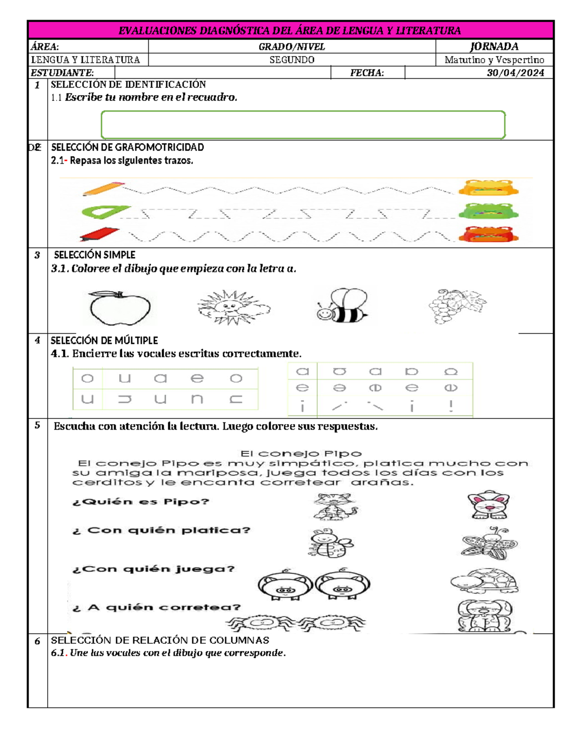 Diagnostico - Lengua Y Literatura - Grado 2 Matutino - corregido ...