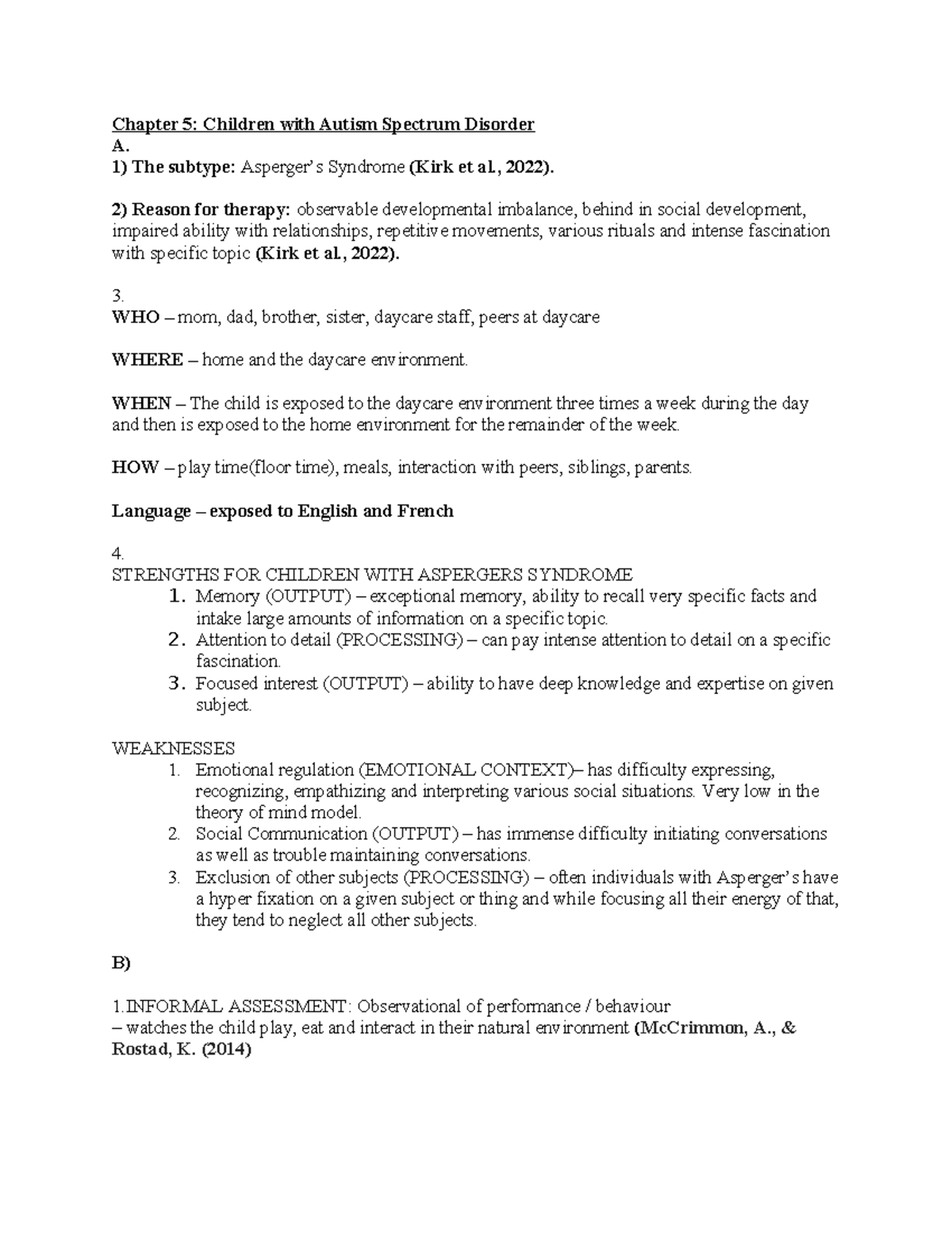 Application Assignment - Autism - Chapter 5: Children with Autism ...