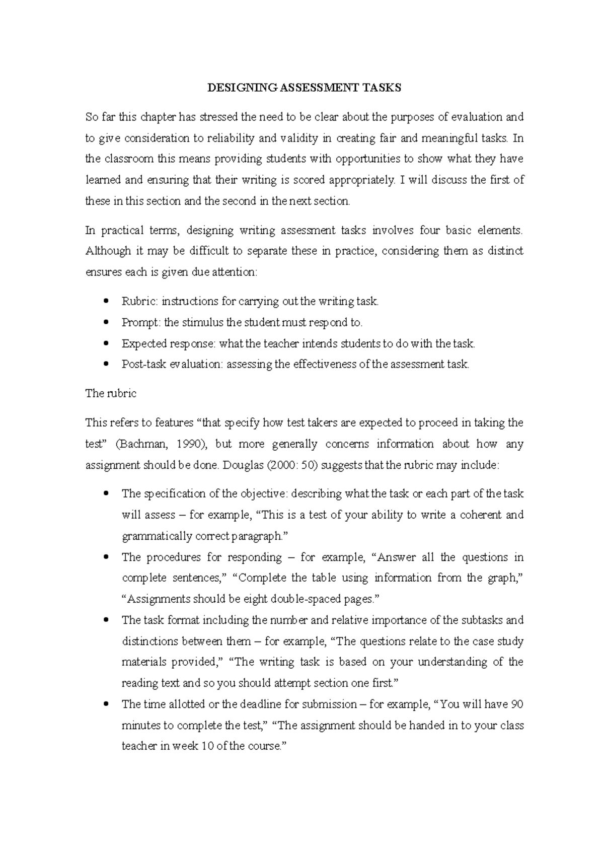 Designing Assessment Tasks - DESIGNING ASSESSMENT TASKS So far this ...