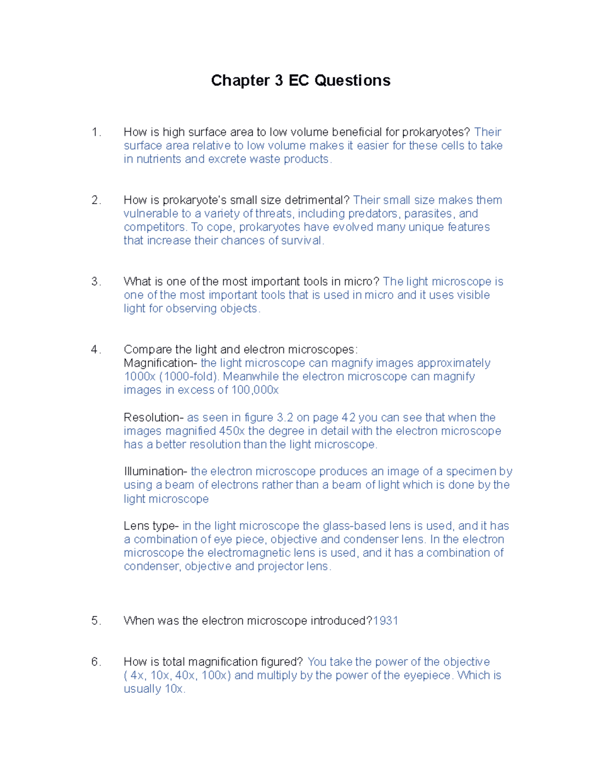 Micro C3 EC Questions 7e - Chapter 3 EC Questions How is high surface ...