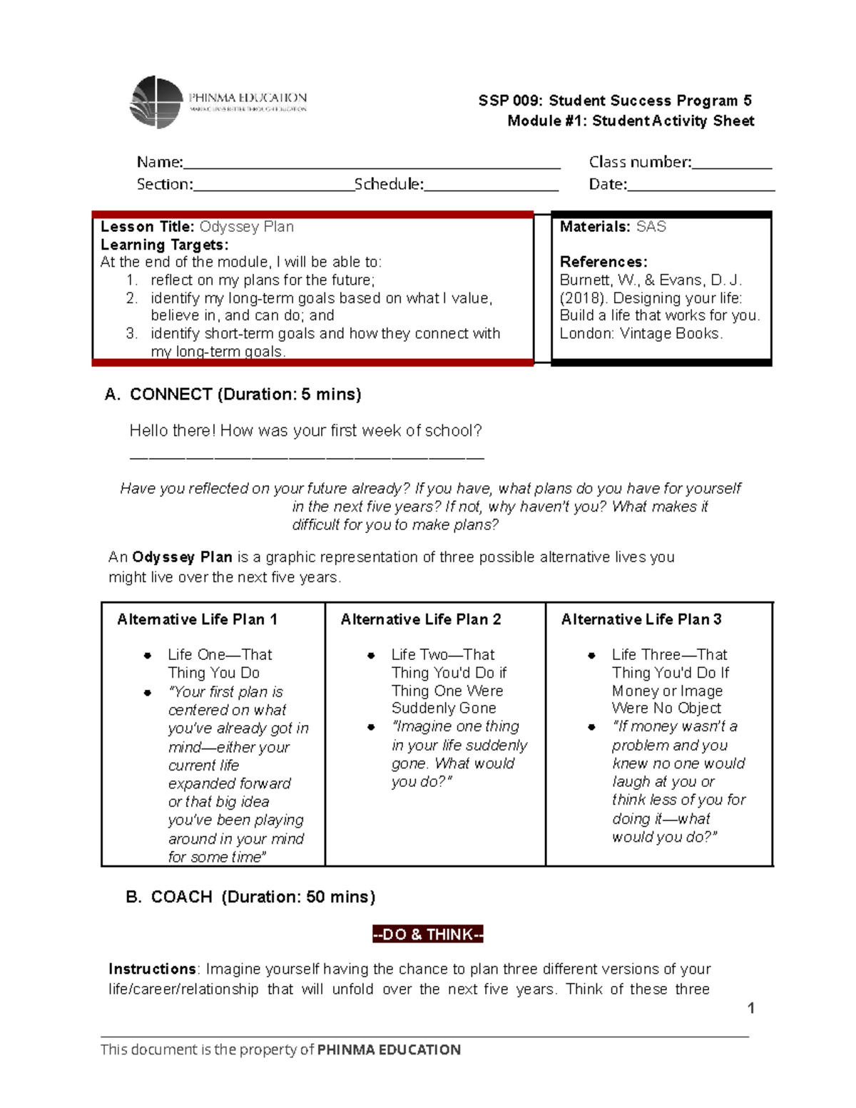 SSP 009 Year 4 - SSP 009 - Module #1: Student Activity Sheet - Studocu
