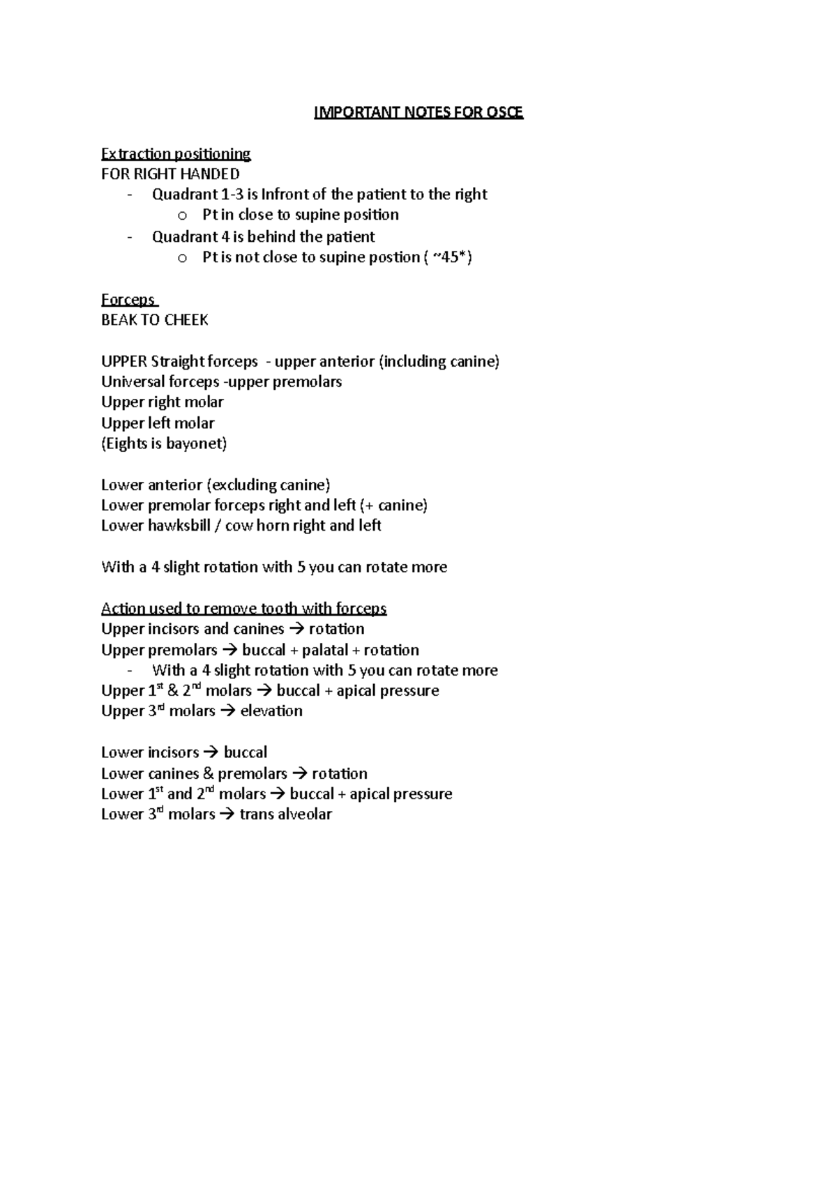 Important Notes FOR OSCE - IMPORTANT NOTES FOR OSCE Extraction ...