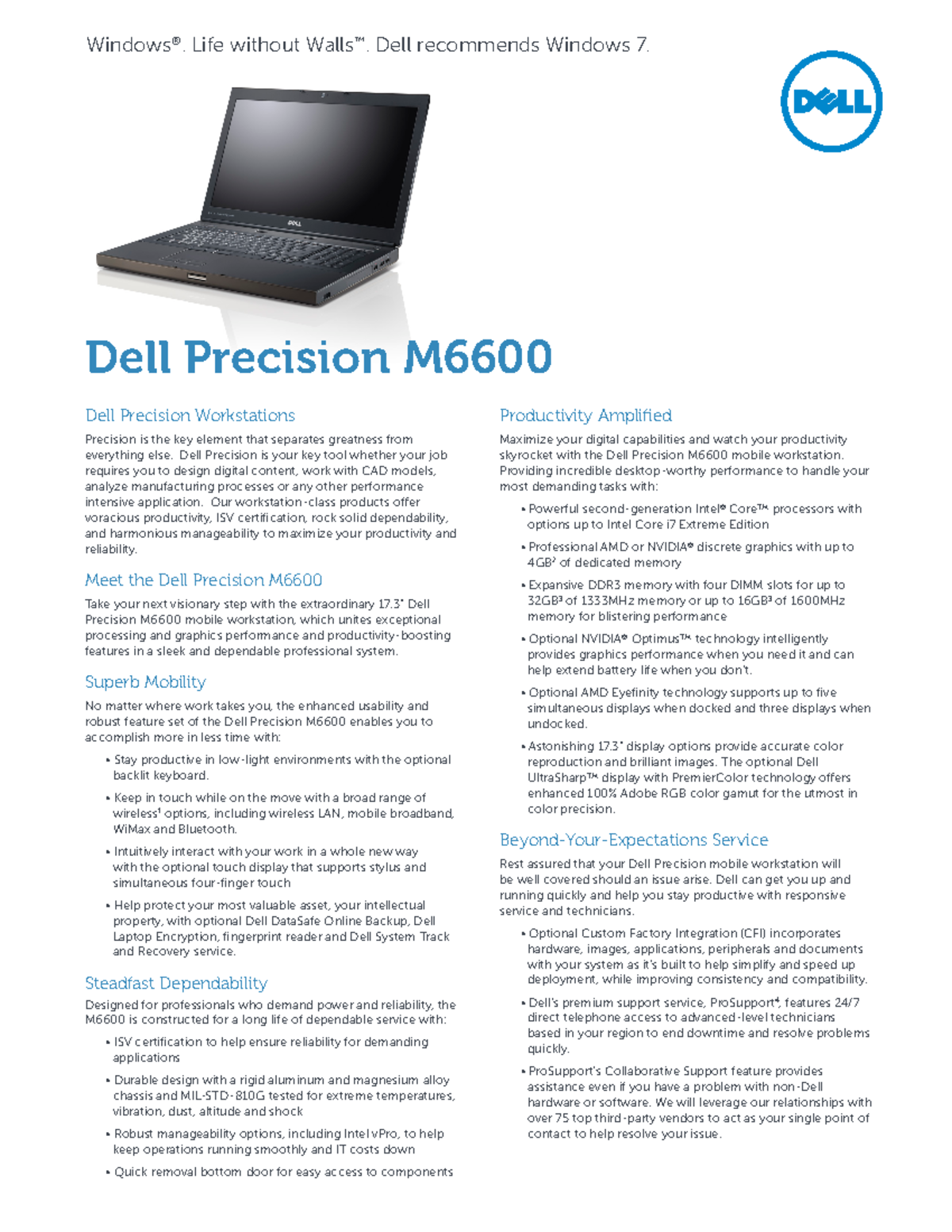 Precision m6600 spec sheet - Dell Precision Workstations Precision is ...