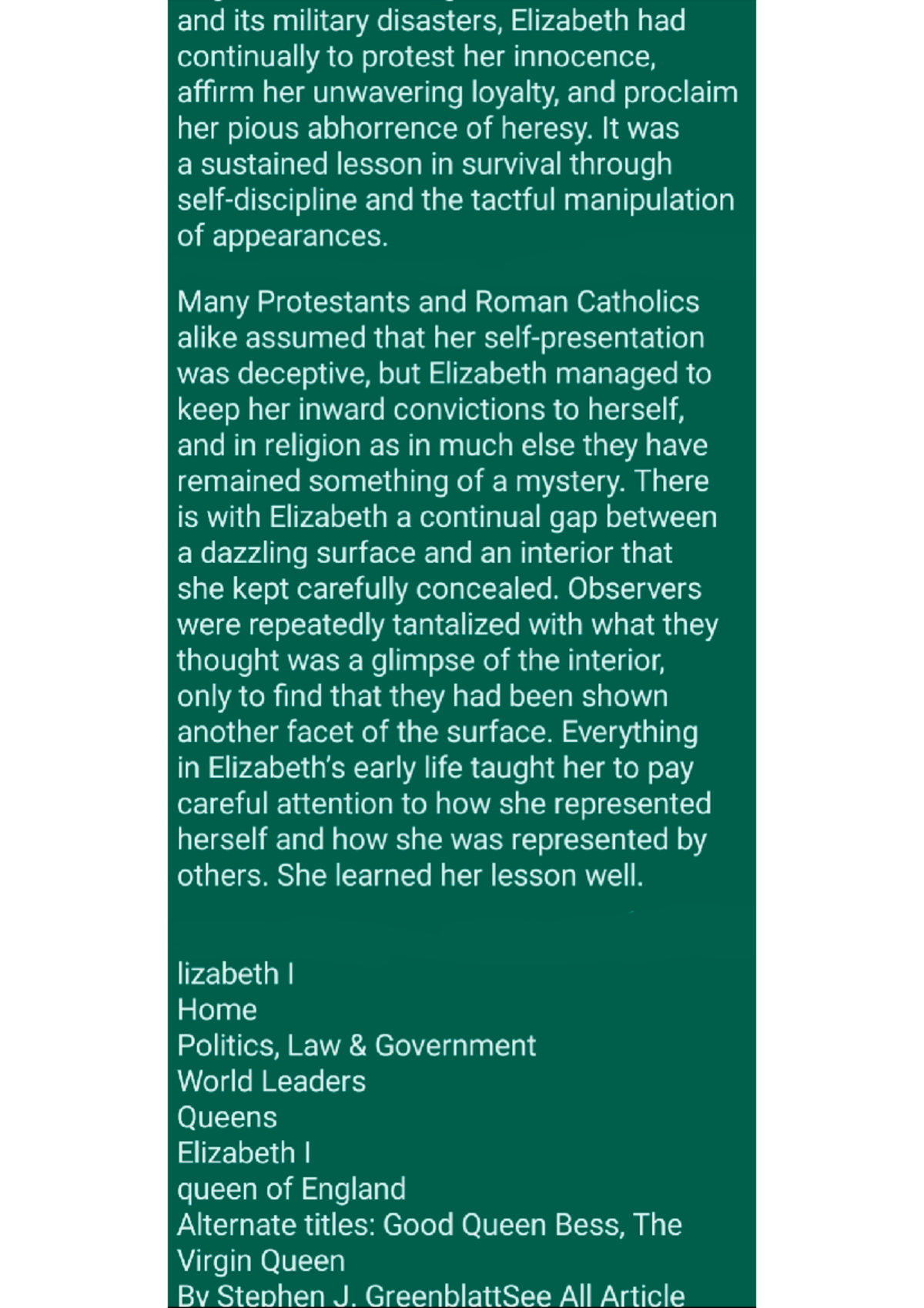 Queen Elizabeth 1st - B.A History - Studocu