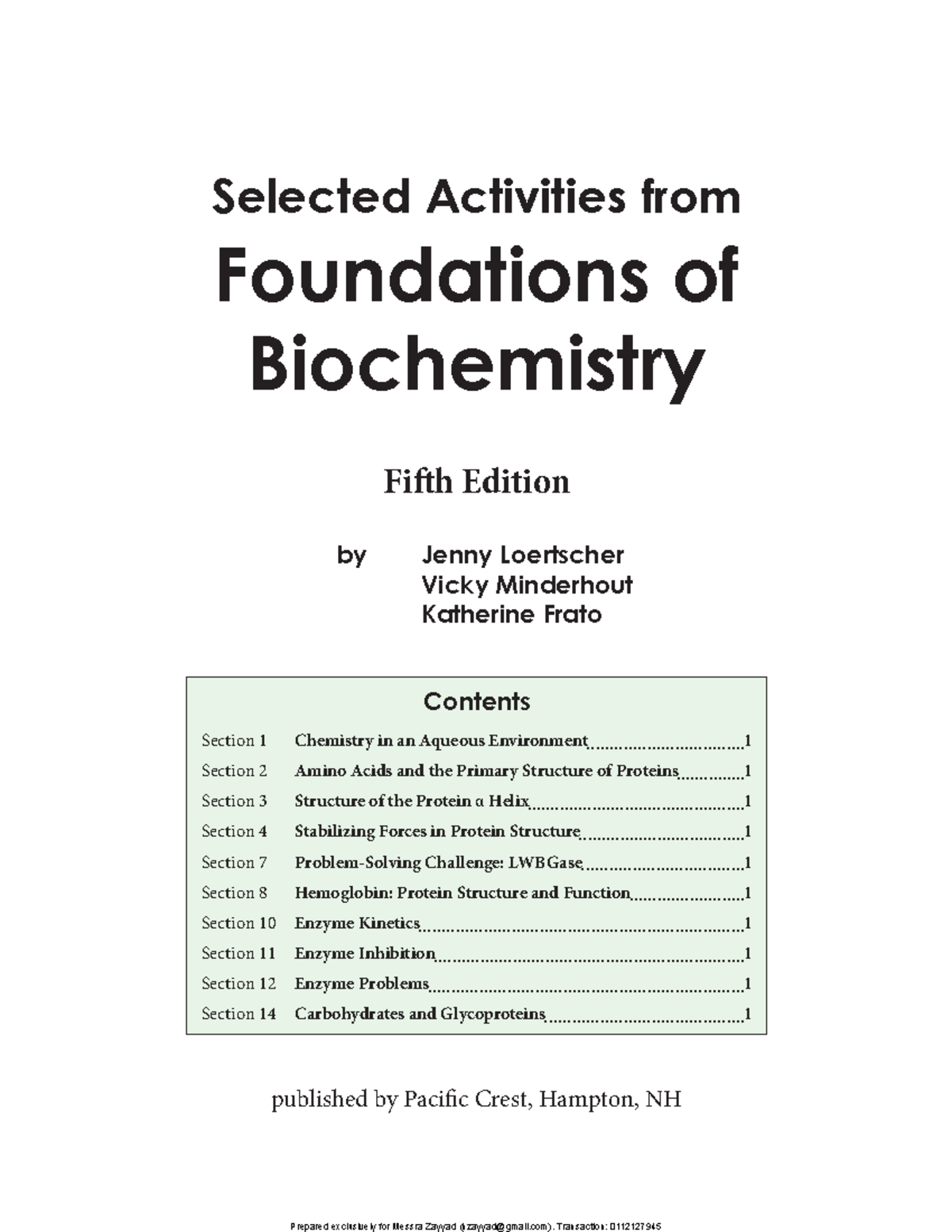 Biochem Foundations - Professor used for homework and lecture practice - i Selected Activities ...