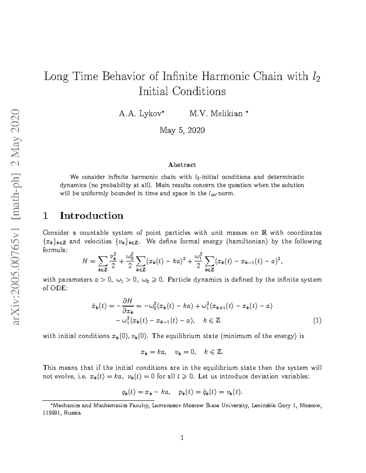 2005 - AAAAAAAAAAAAAAaa - arXiv:2005 [math-ph] 2 May 2020 Long Time ...