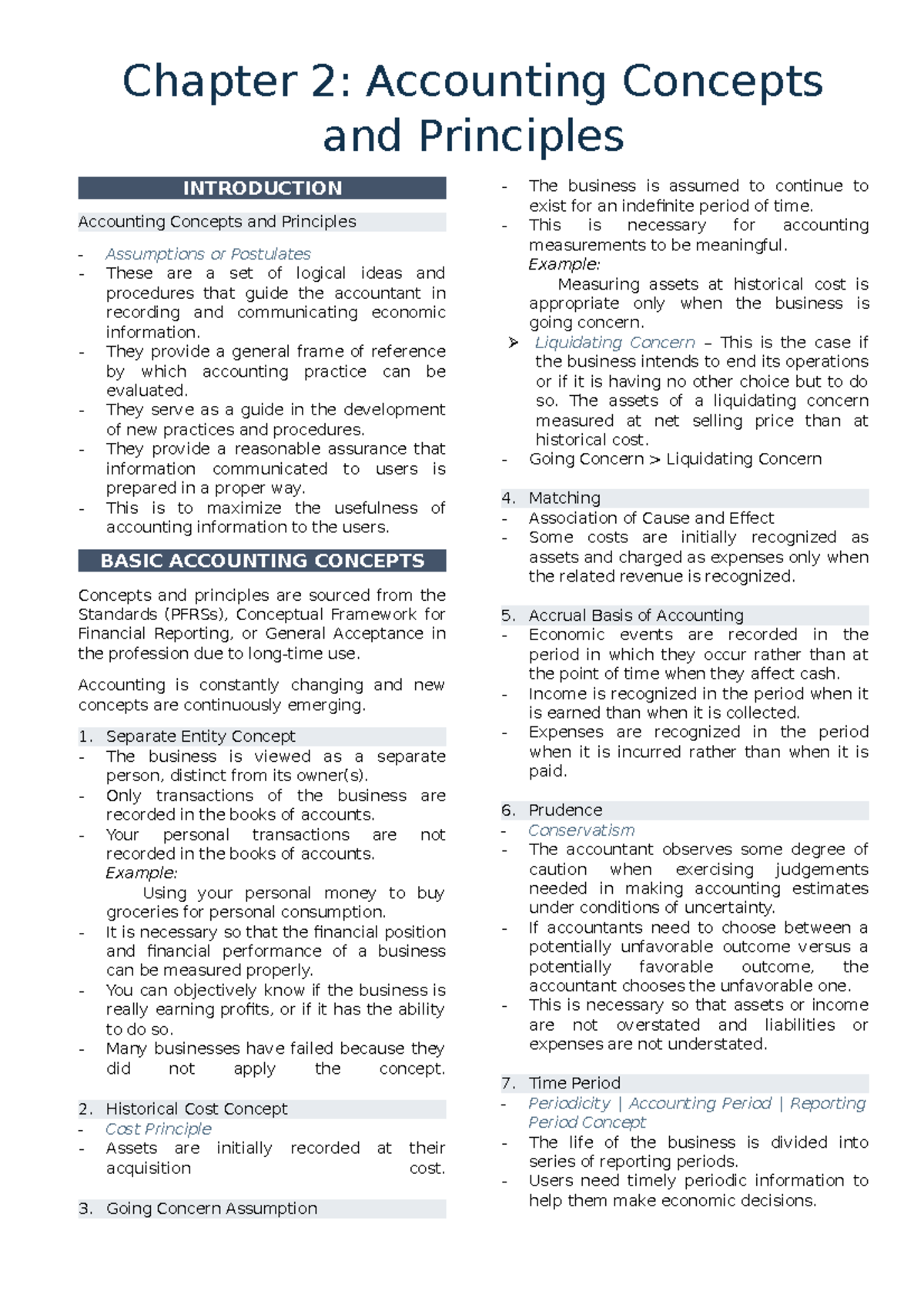 Unit 2. Accounting Concepts and Principles - Chapter 2: Accounting ...
