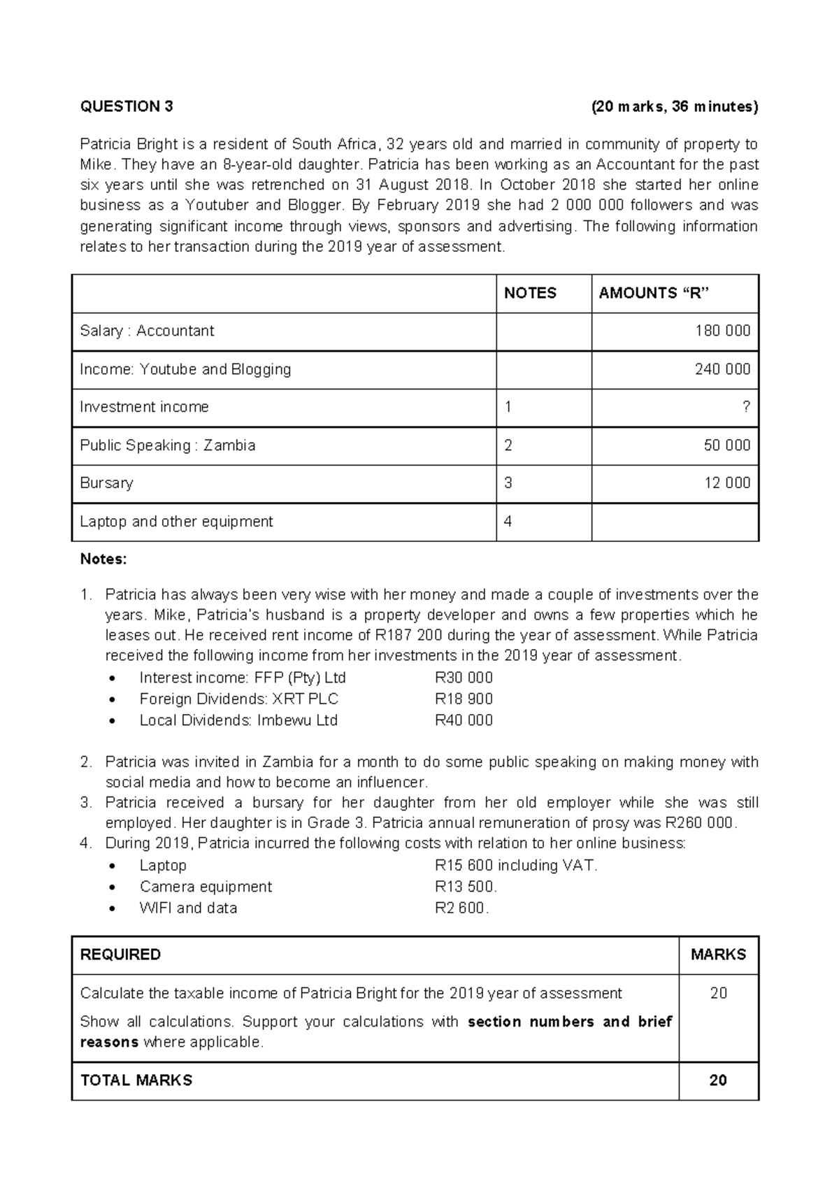 2019 +-+Test+calculation+question - QUESTION 3 (20 marks, 36 minutes ...