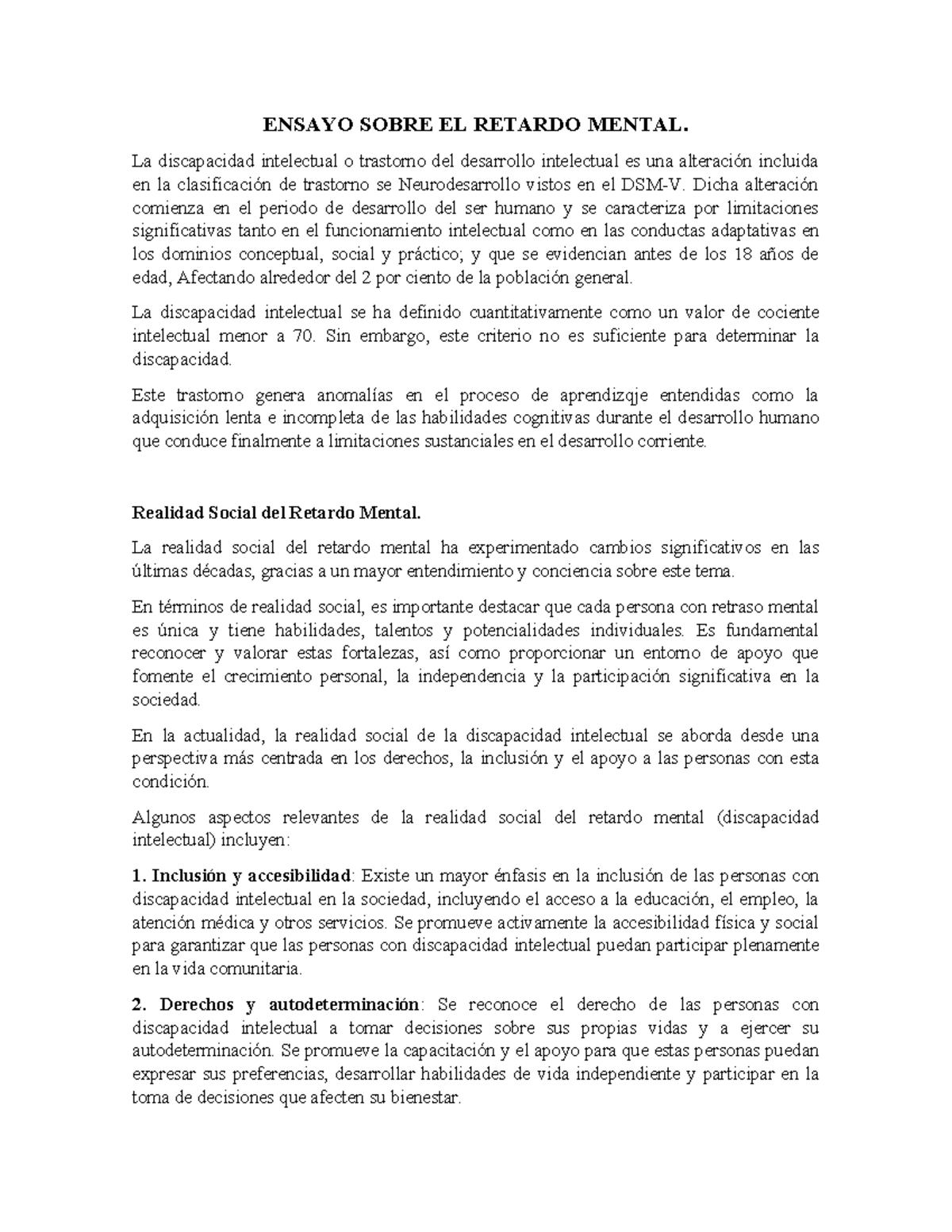 El retraso mental - Resumen Retardo en el Desarrollo - ENSAYO SOBRE EL ...