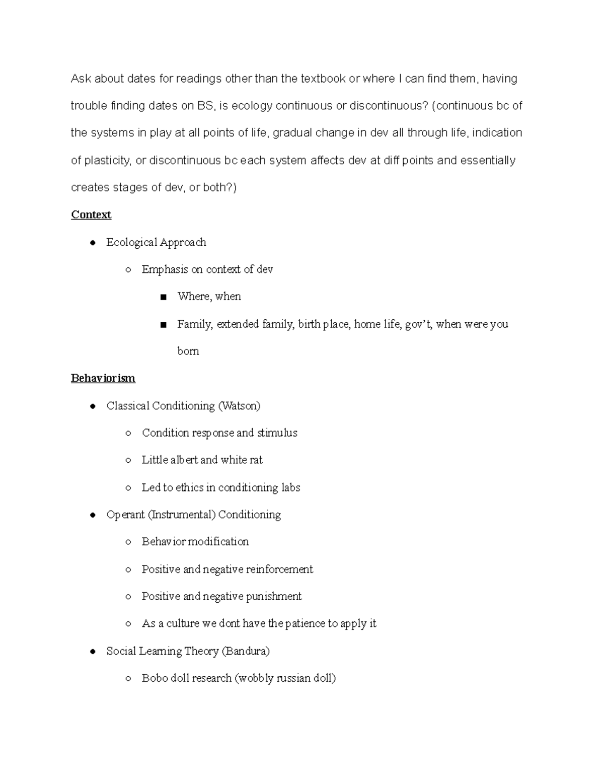 Approaches and Theories In Developmental Psychology - Ask about dates ...