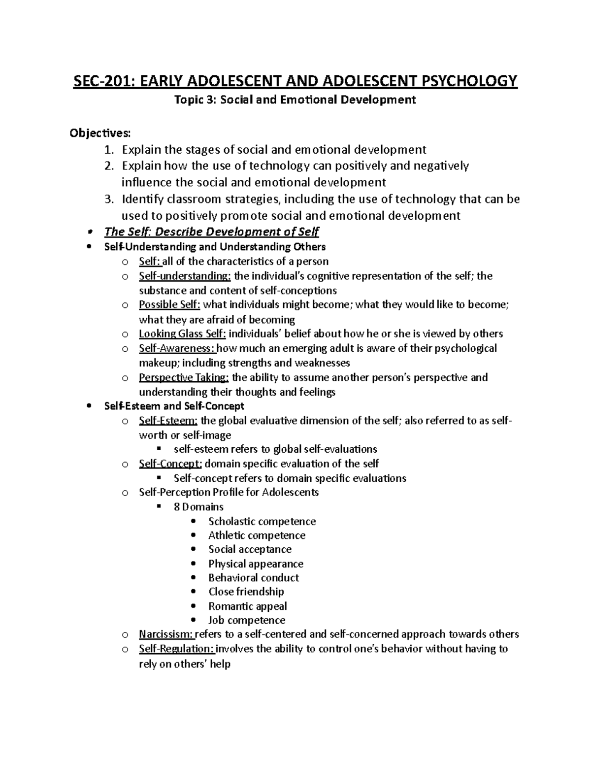 Topic 3- Social and Emotional Development - SEC-201: EARLY ADOLESCENT ...