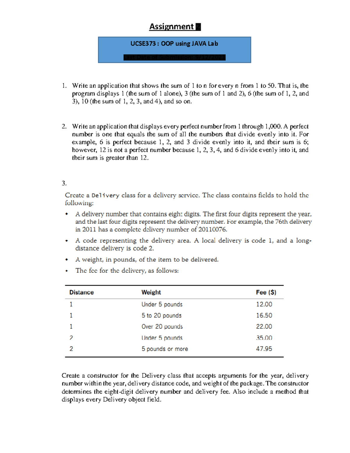 Java Lab Assignment 3 Assignment 2 Ucse373 Oop Using Java Lab Last