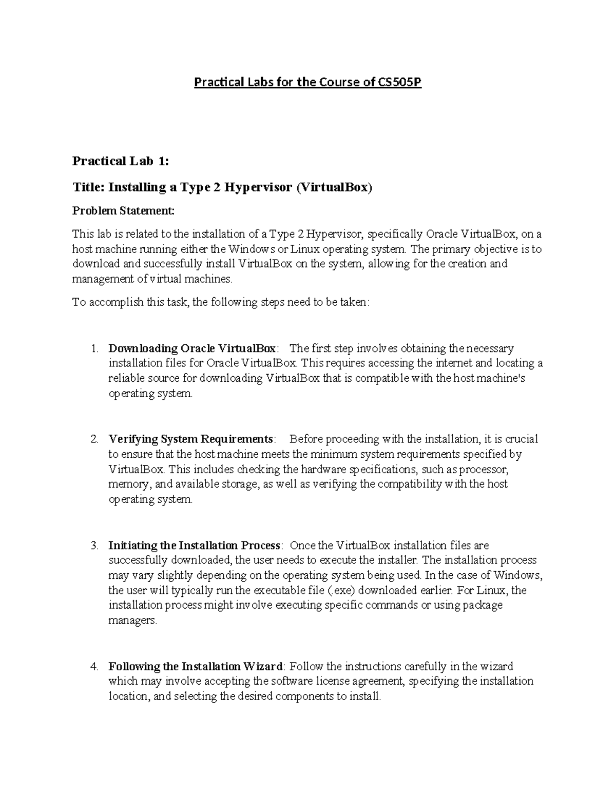 Practical Labs CS505P - ..... - Practical Labs for the Course of CS505P Practical Lab 1 : Title ...