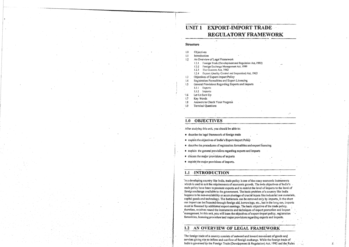 IGNOU MCOM 1ST YEAR STUDY MATERIAL IB0-04 - UNIT 1 EXPORT-IMPORT TM REGULATORY FRAMEWO Structure ...