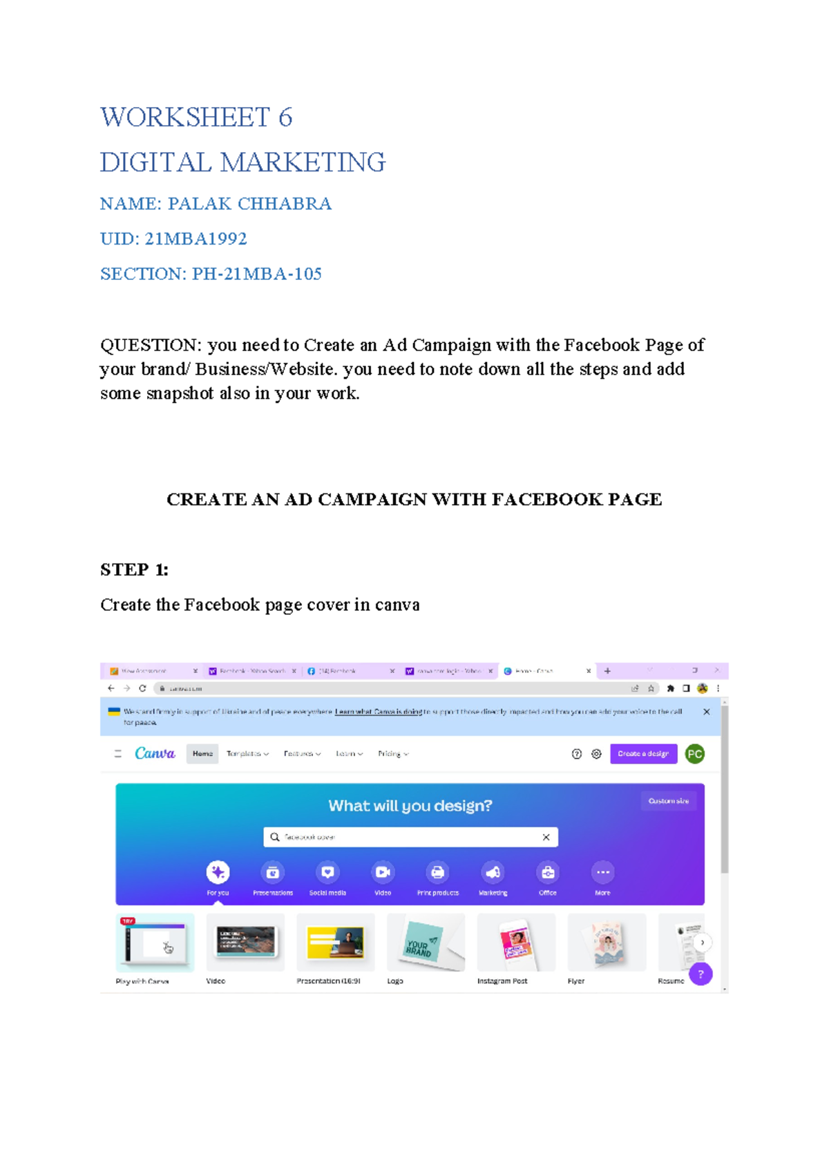 document of worksheet digital marketing MBA - WORKSHEET 6 DIGITAL ...