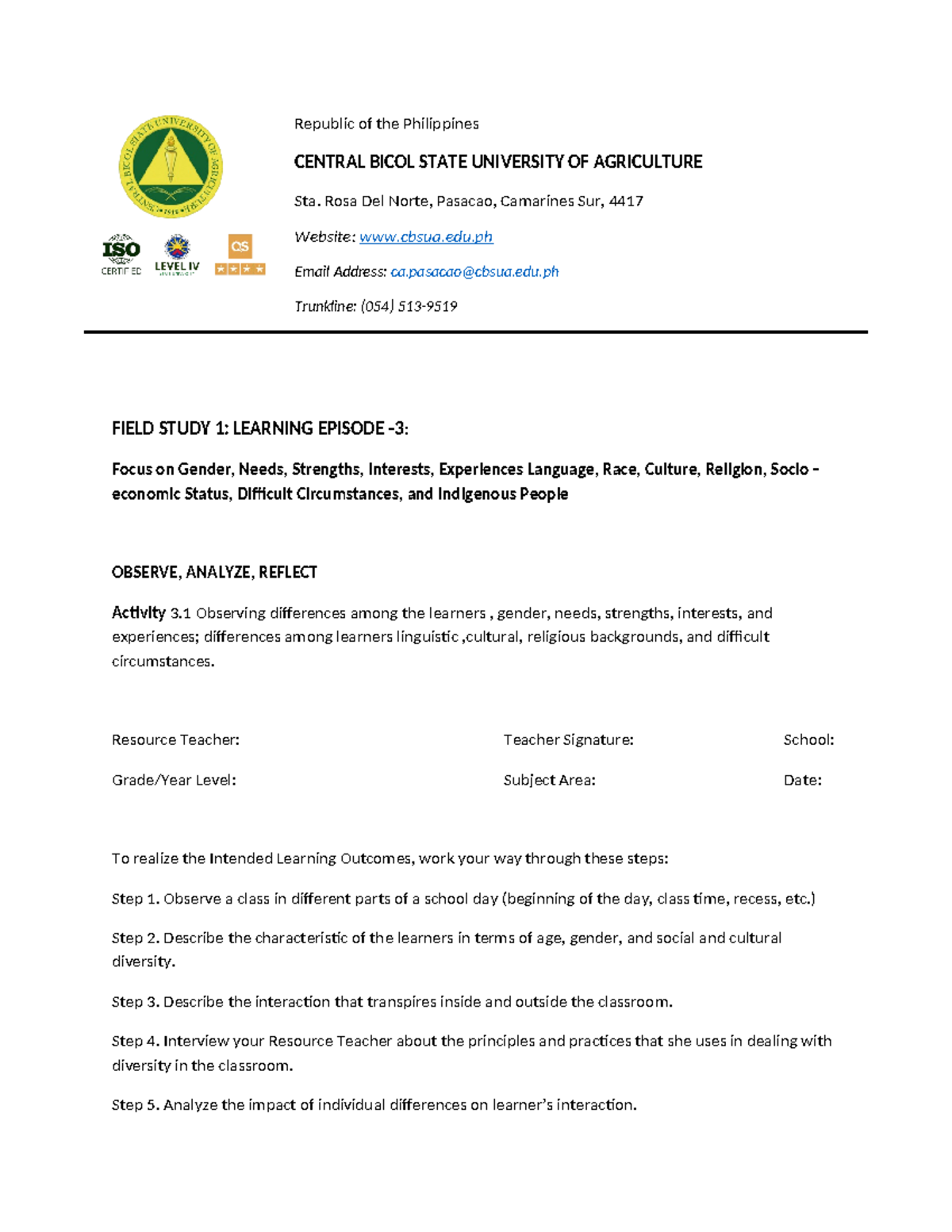 FS 1 Episode 3 - fs 2 prep - Republic of the Philippines CENTRAL BICOL ...