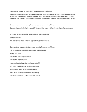 Unit 6 - unit 6 assigment - Unit 6- work experience in health and ...