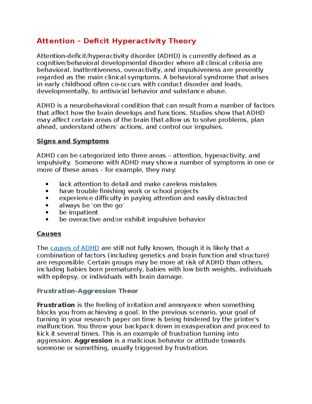 Week-8-ADHD - ADHD is a neurobehavioral condition that can result from ...