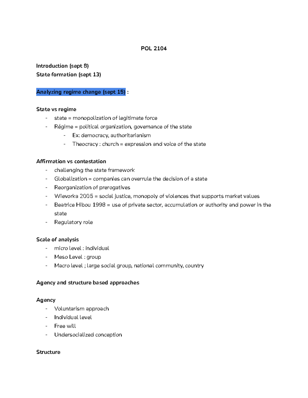 POL 2104 - lesson 3 - University of Ottawa - POL 2104 - POL 2104 Introduction (sept 8) State ...