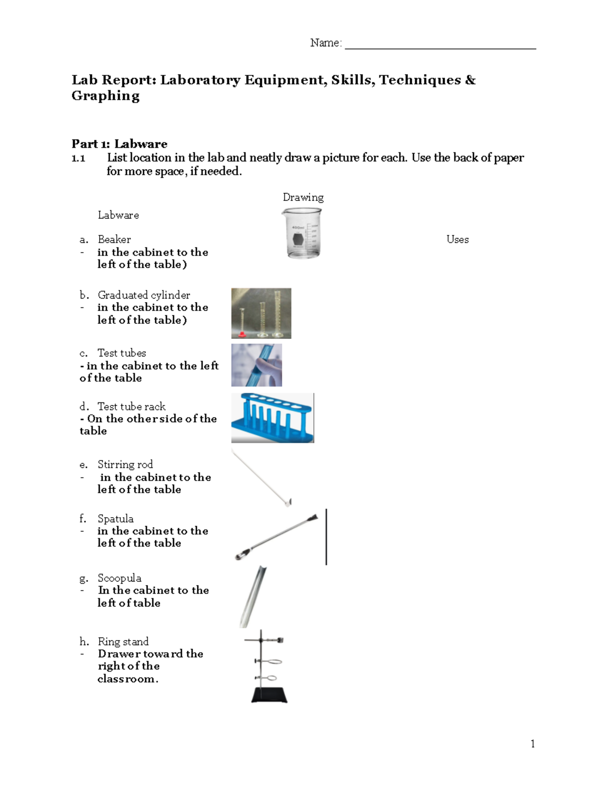 1411Laboratory Skills and Labware.Lab Report - Lab Report: Laboratory ...