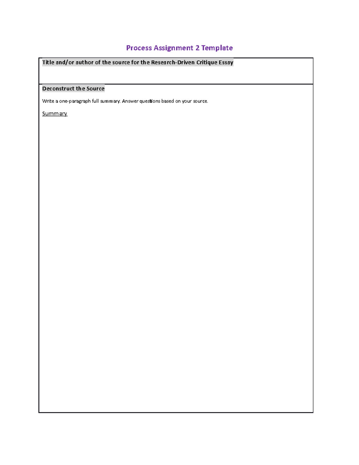 Process Assignment 2 Template - Process Assignment 2 Template Title and ...