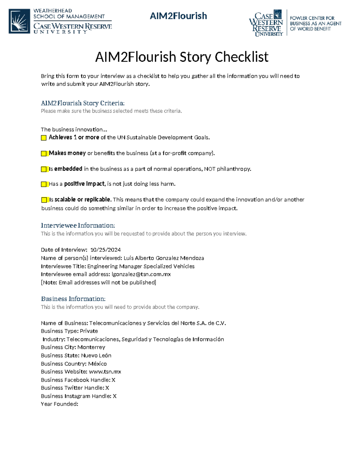 Evidencia 3 taller de planeacion y toma de decisiones - AIM2Flourish Story Checklist Bring this ...