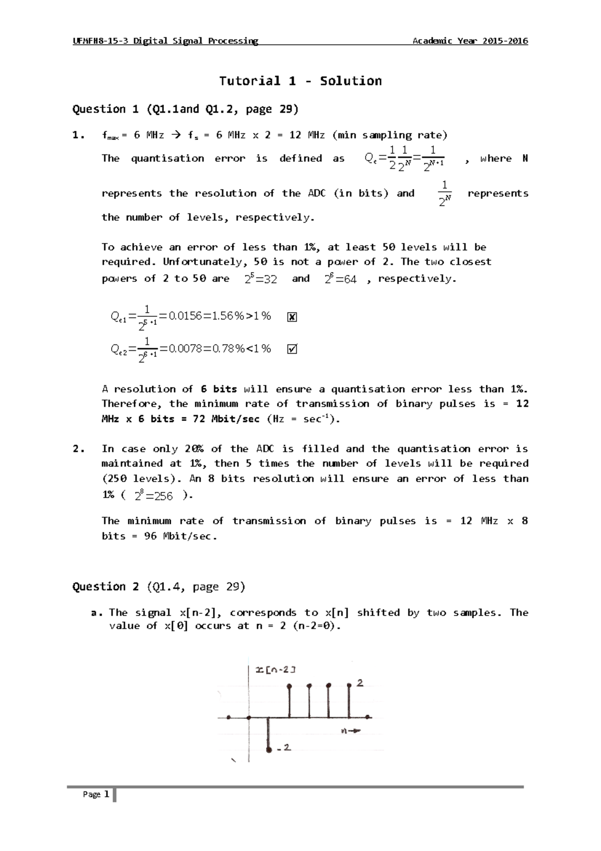Tutorial 1 - Solution - Tutorial 1 - Solution Question 1 (Q1 Q1, page ...