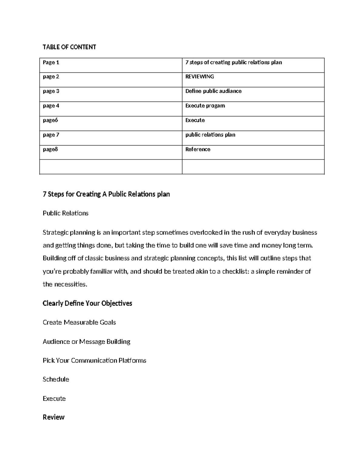 7 Steps for Cre - nice - TABLE OF CONTENT Page 1 7 steps of creating ...