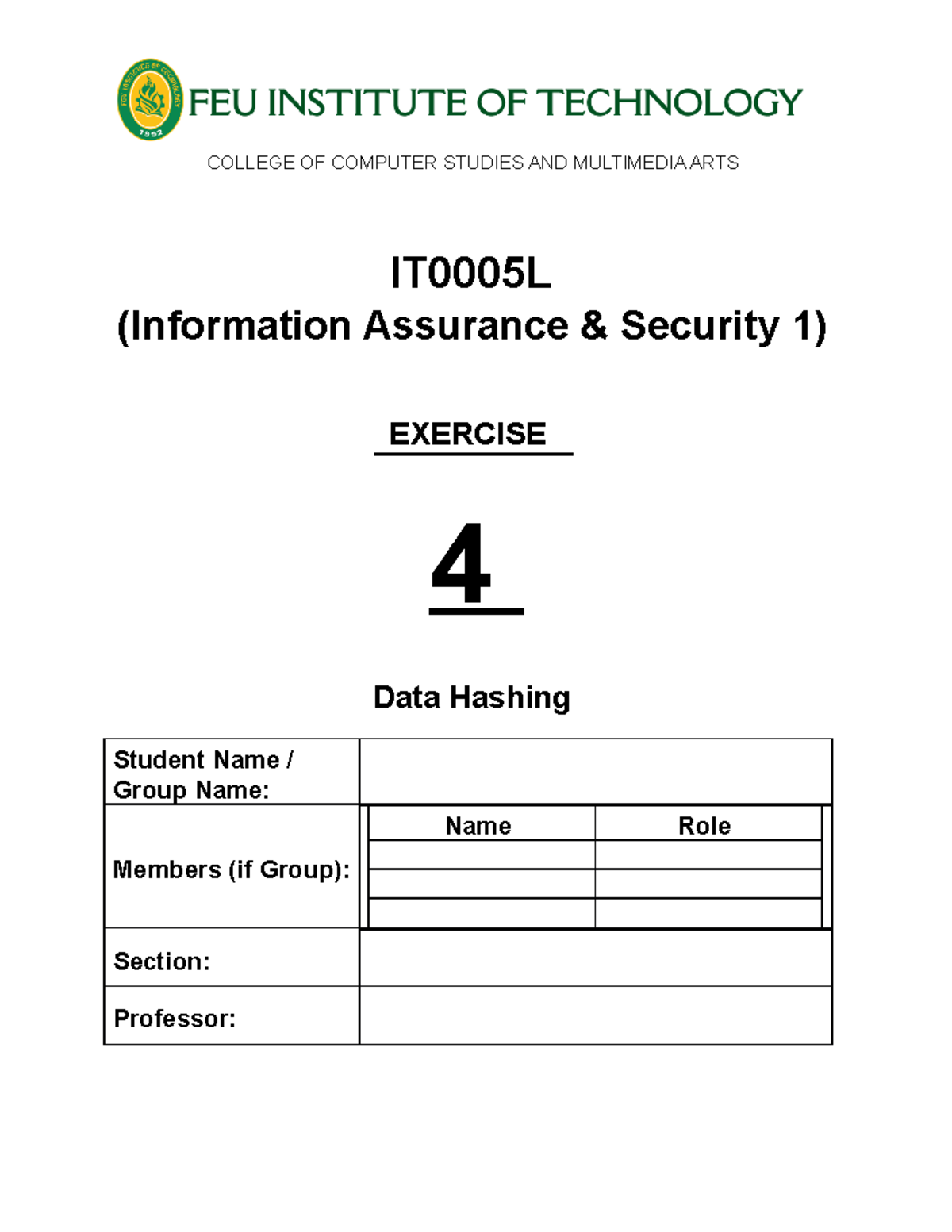 ACTIVITY to the Number 4 - COLLEGE OF COMPUTER STUDIES AND MULTIMEDIA ...