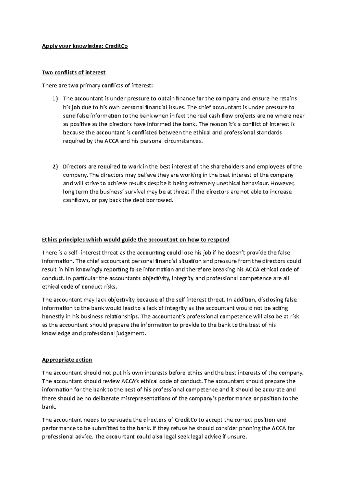 Apply your knowledge Credit Co - Apply your knowledge: CreditCo Two ...