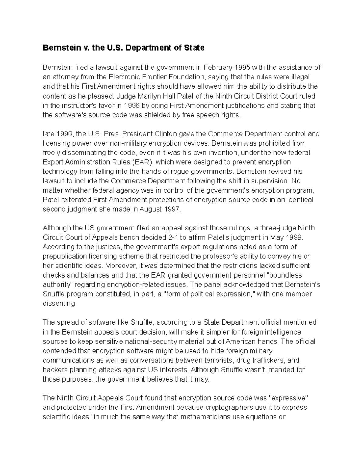 Bernstein v. the U.S. Department of State - Bernstein v. the U ...