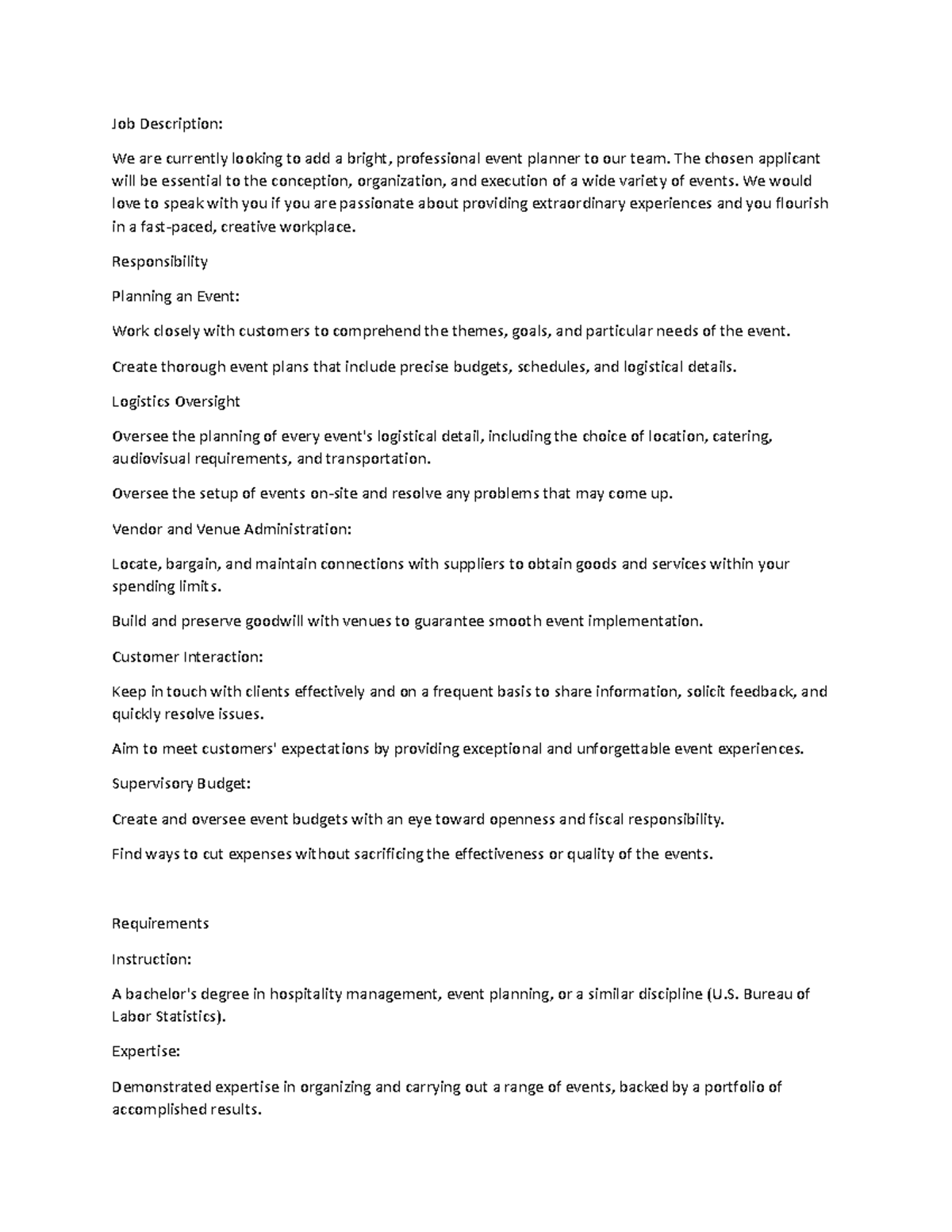 Job Description - assignment - Job Description: We are currently ...