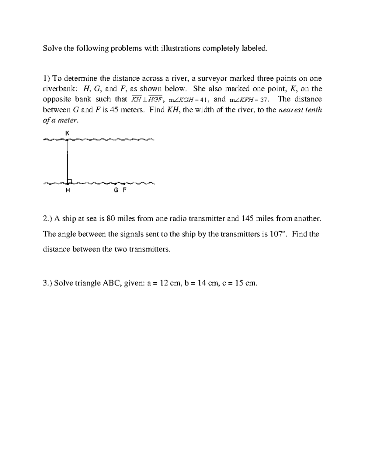 Math 102-SF activity 1 - math problem set - Solve the following ...