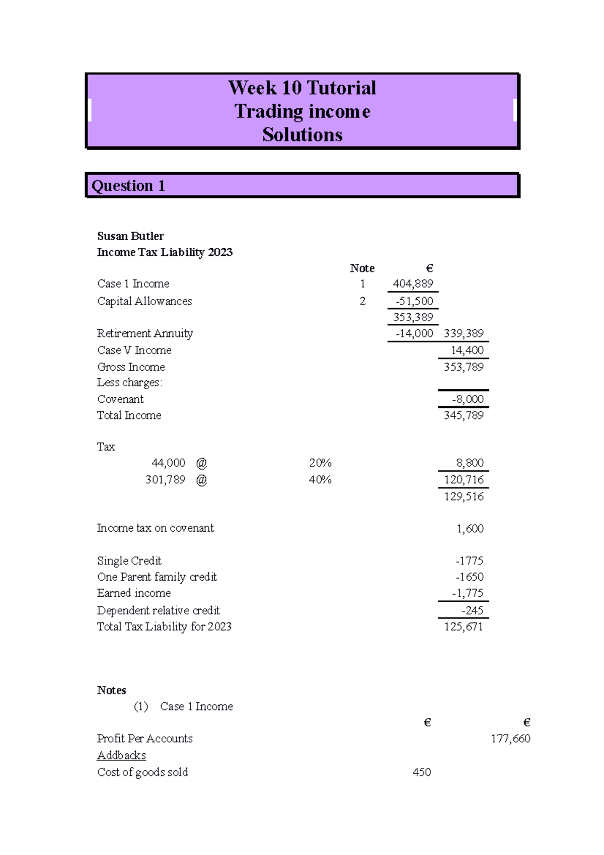 Week 10 Tutorial Solutions (Trading & C&C) - Week 10 Tutorial Trading income Solutions Question ...