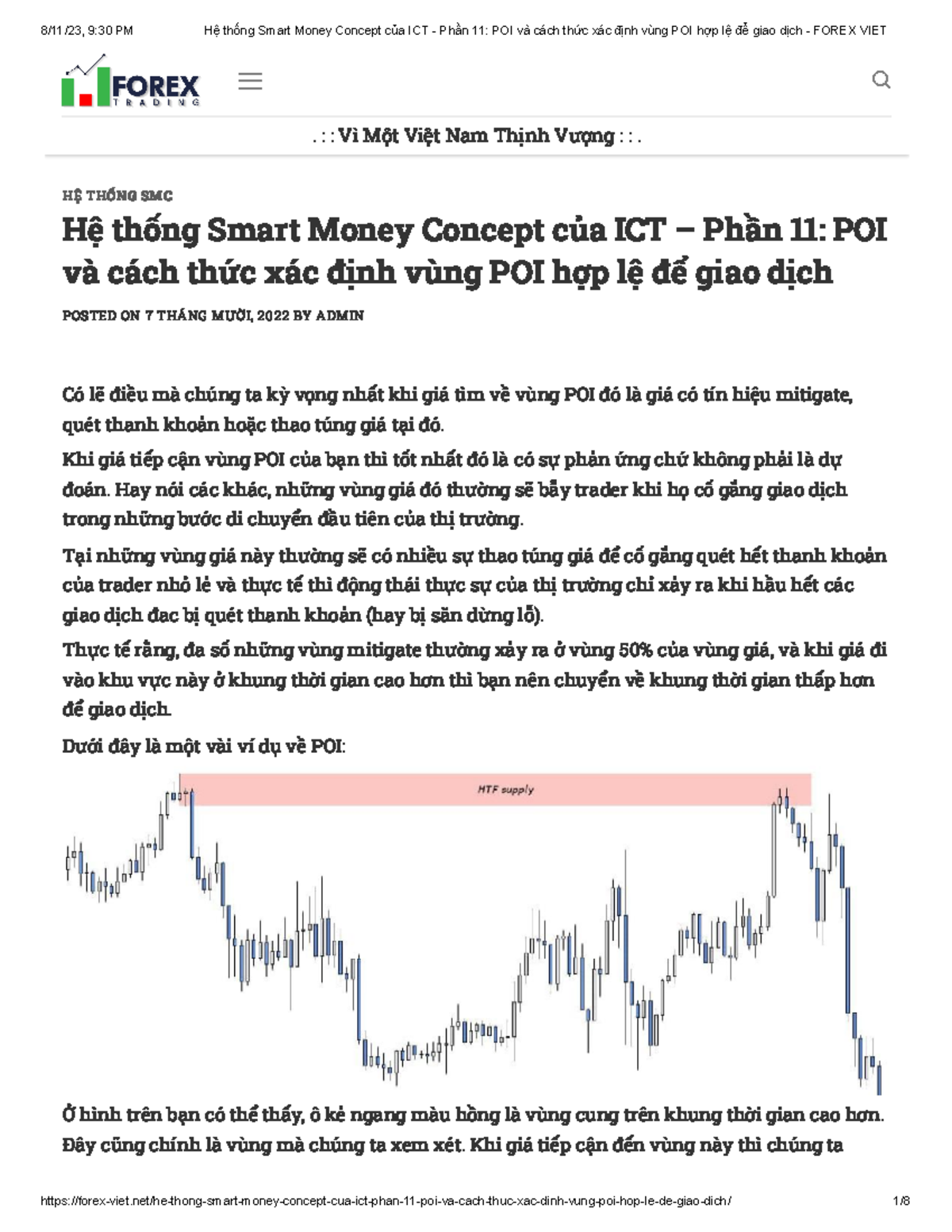 Hệ thống Smart Money Concept của ICT - Phần 11 POI và cách thức xác ...