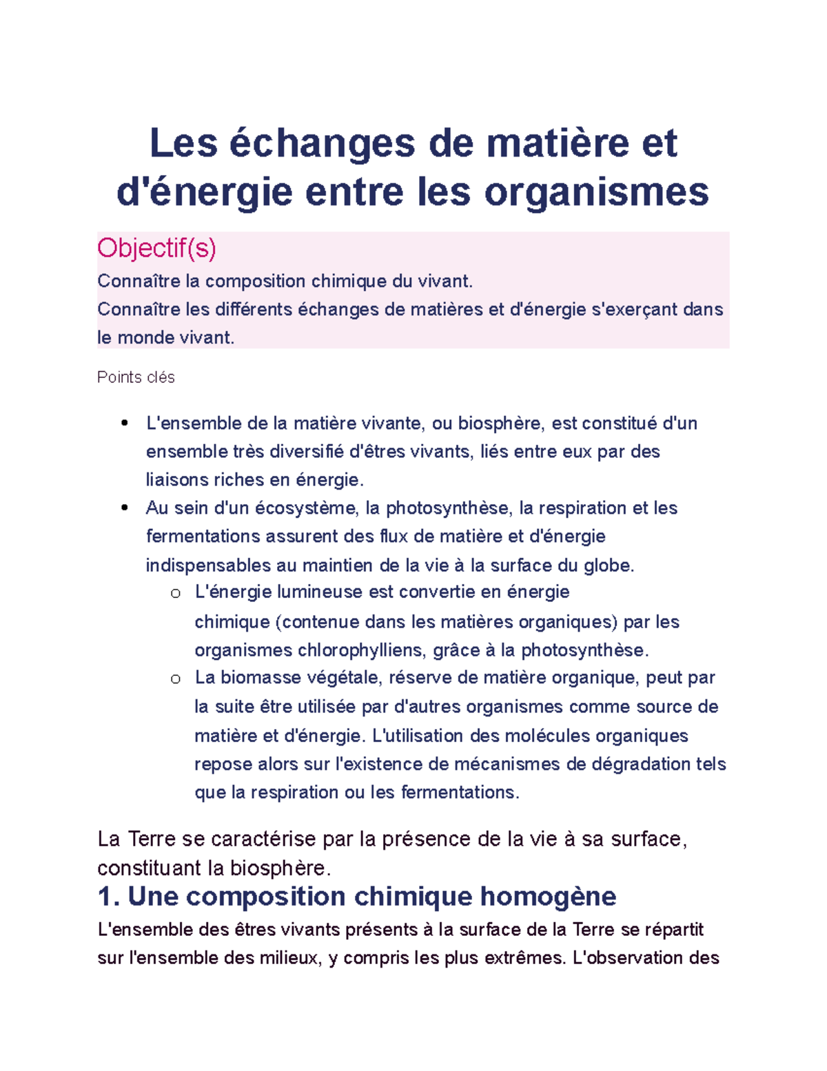 Les échanges de matière et d'énergie entre les organismes - Les ...