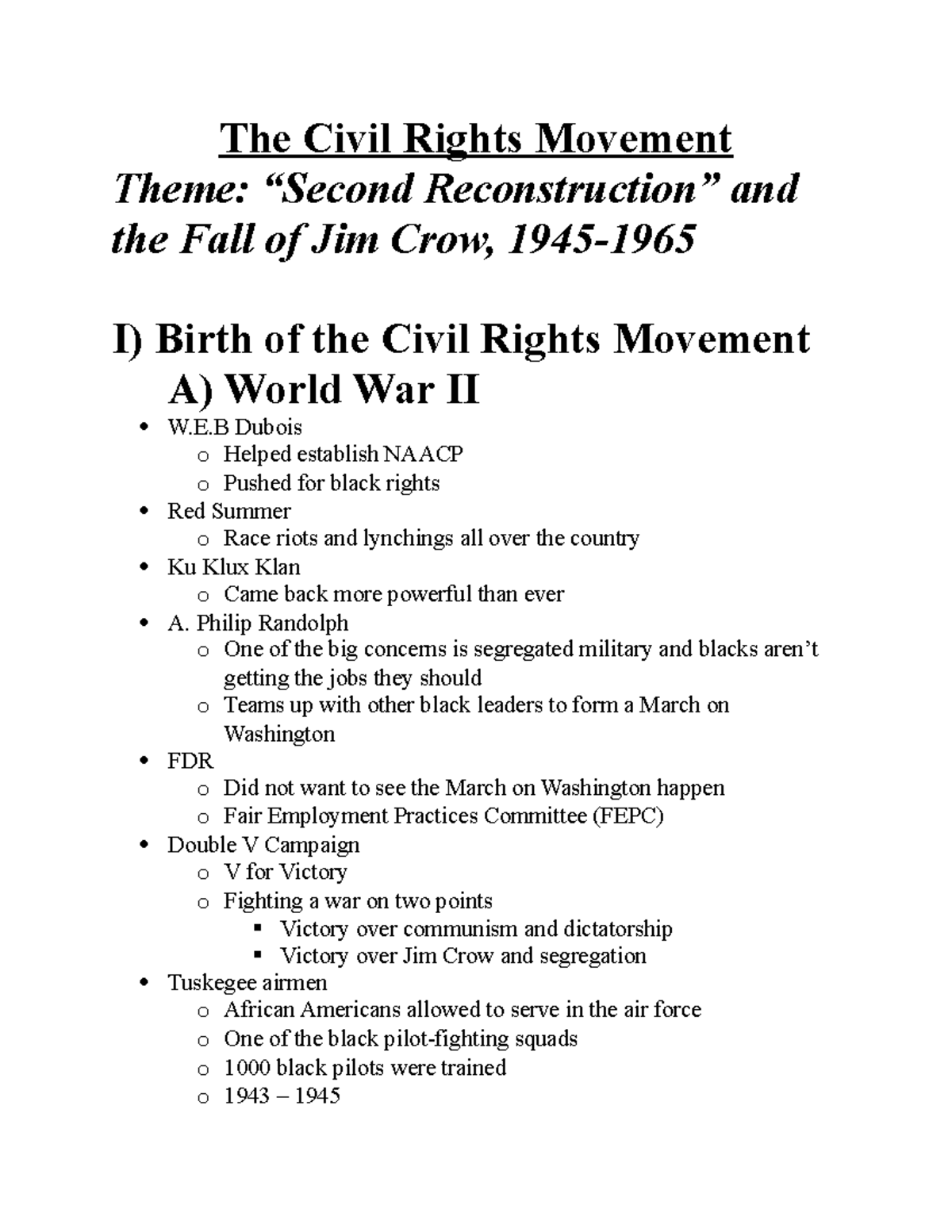 HIS - 202 Civil Rights Movement Notes - The Civil Rights Movement Theme ...