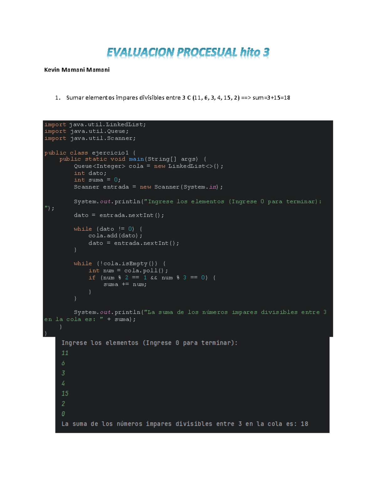Evaluacion Procesual hito3 - import java.util; import java.util; import ...