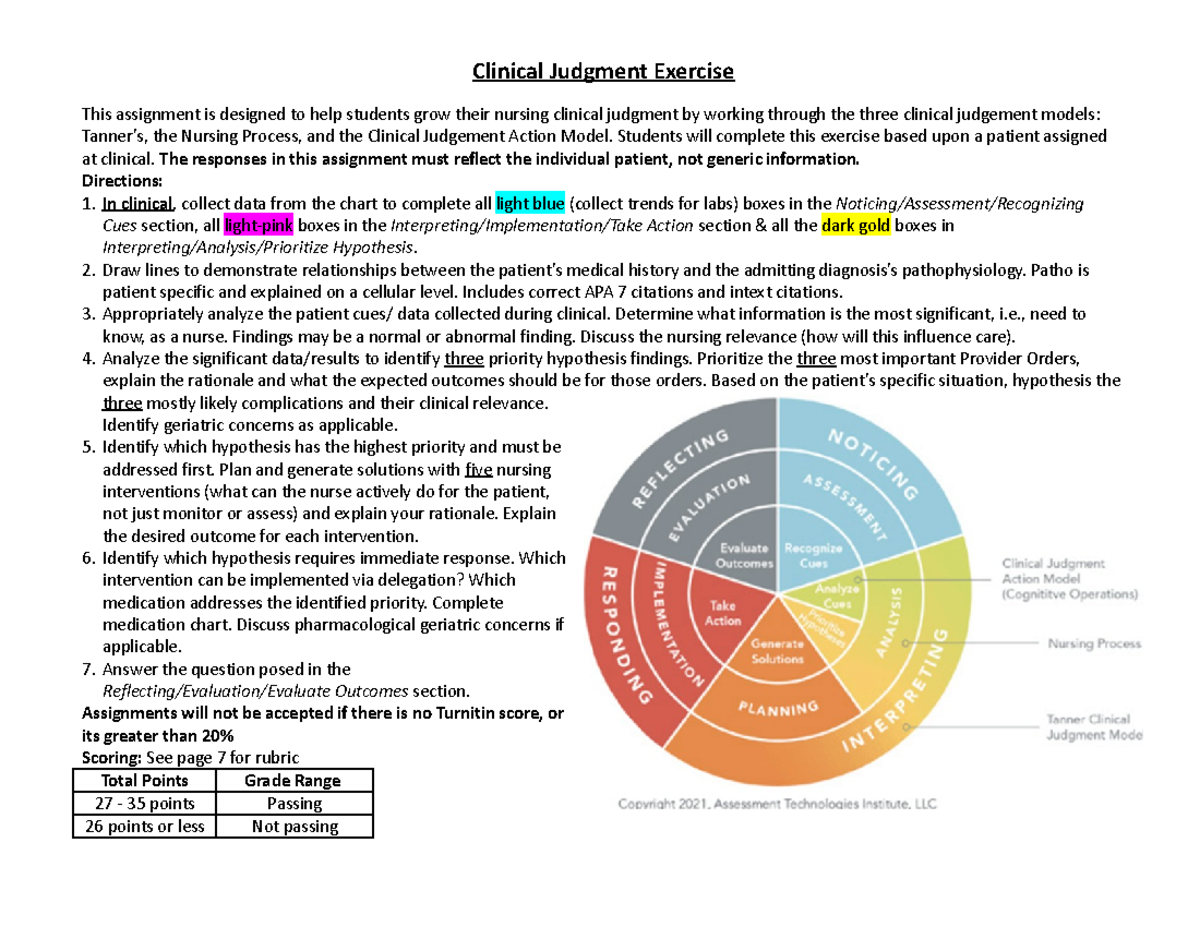 Clinical Judgment Exercise Master Template - Clinical Judgment Exercise ...