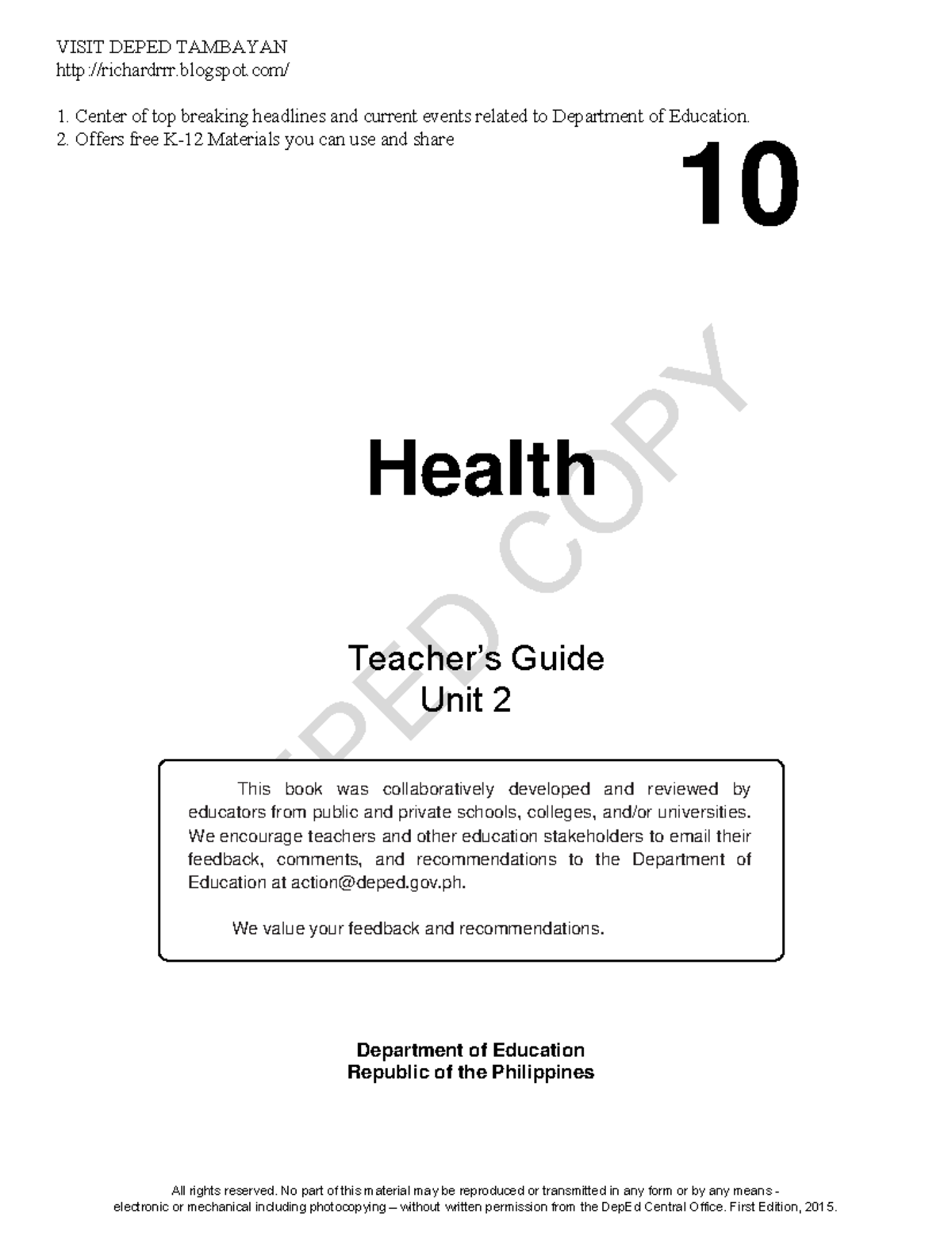 Scribfree - not an - DEPED COPY 10 Department of Education Republic of ...