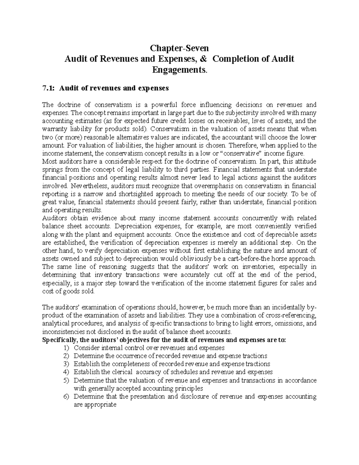 7 Auditing 2 - Ch7 Audit of Revenues and Expenses - Chapter-Seven Audit ...