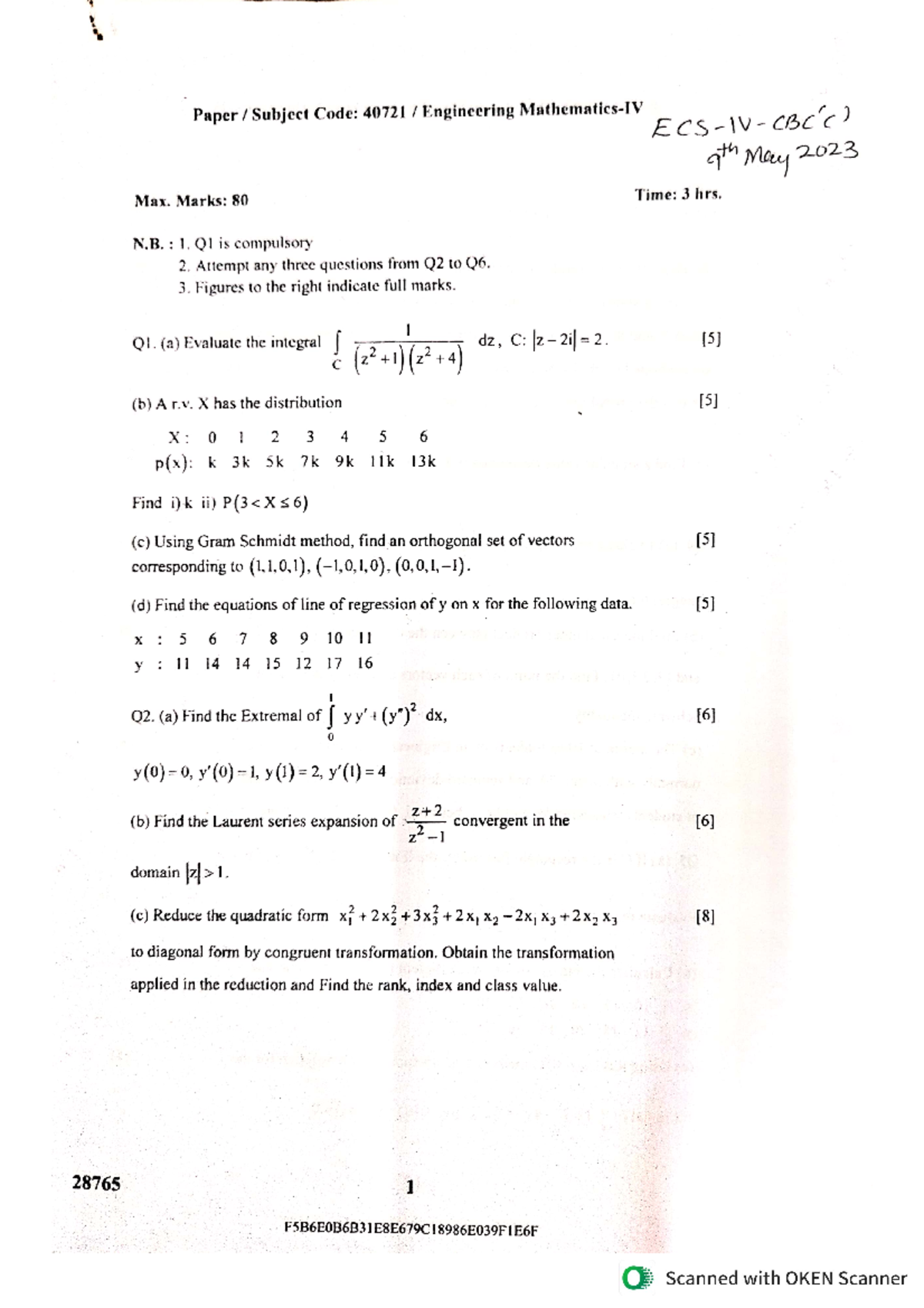 ECS IV SEM MAY 2023 - pyq SEM 4 - Electronic and Computer Science - Studocu