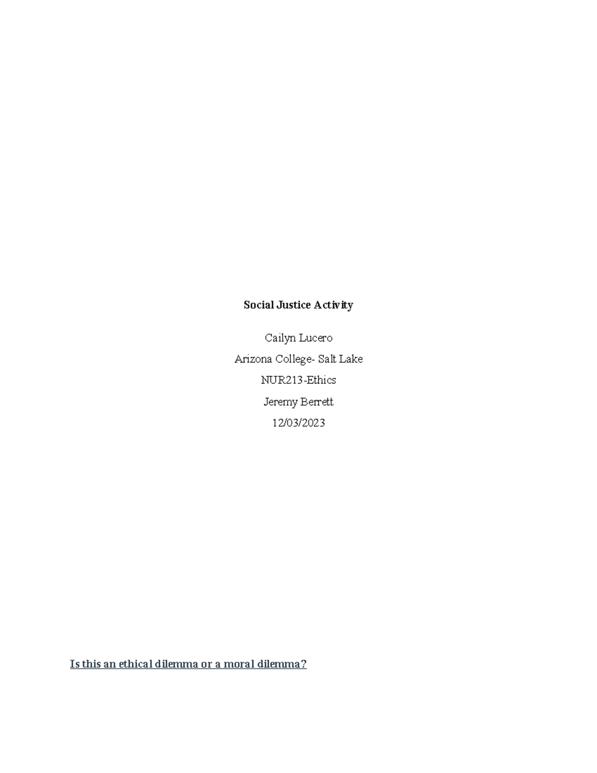 Social Justice Activity - Social Justice Activity Cailyn Lucero Arizona ...