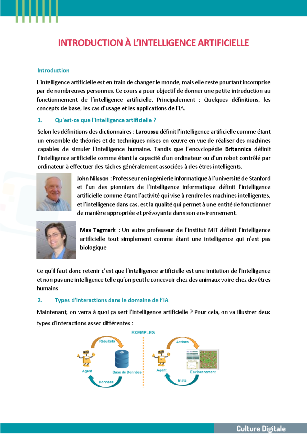Support de cours -Introduction IA - INTRODUCTION À L’INTELLIGENCE ...