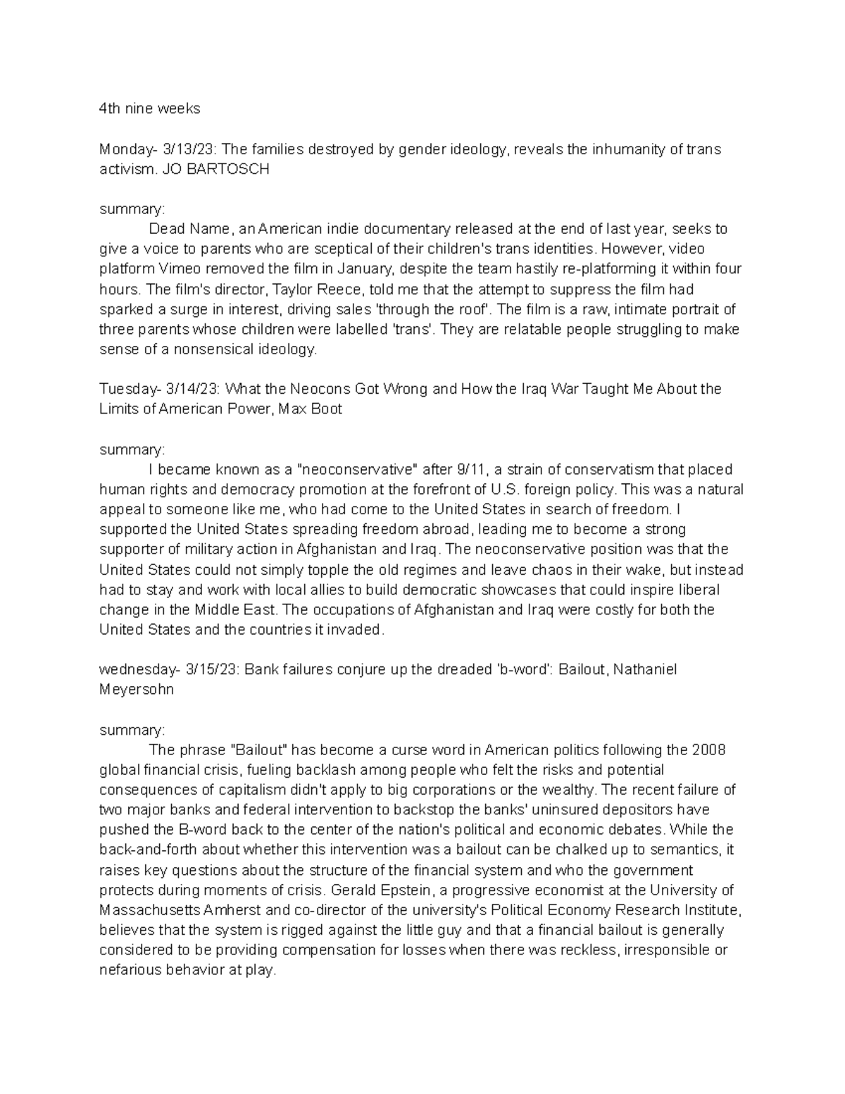 4th nine weeks politics - 4th nine weeks Monday- 3/13/23: The families destroyed by gender ...