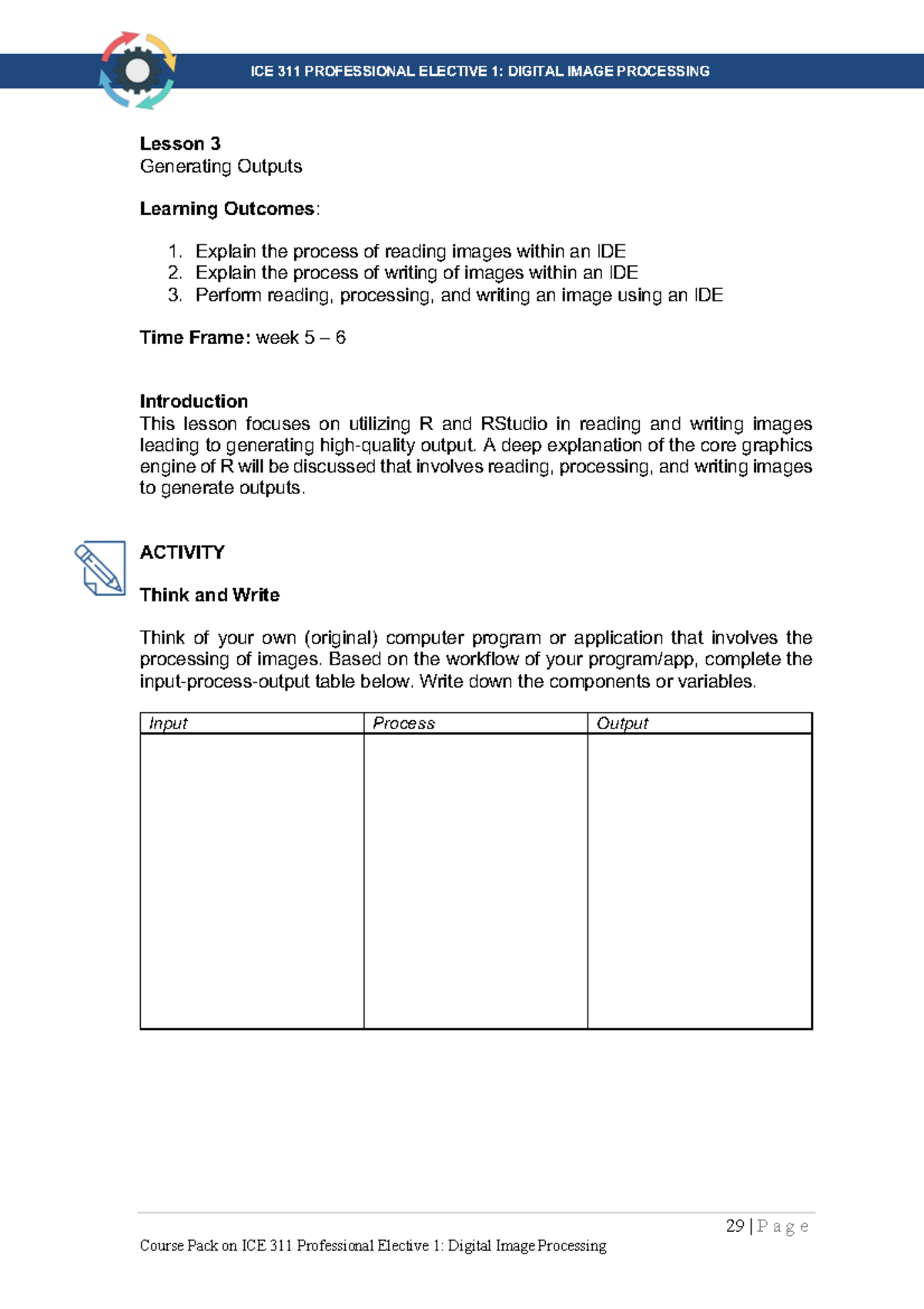 Dip Mod1lesson 3 Digital Image Processing Lecture Notes 29 P A