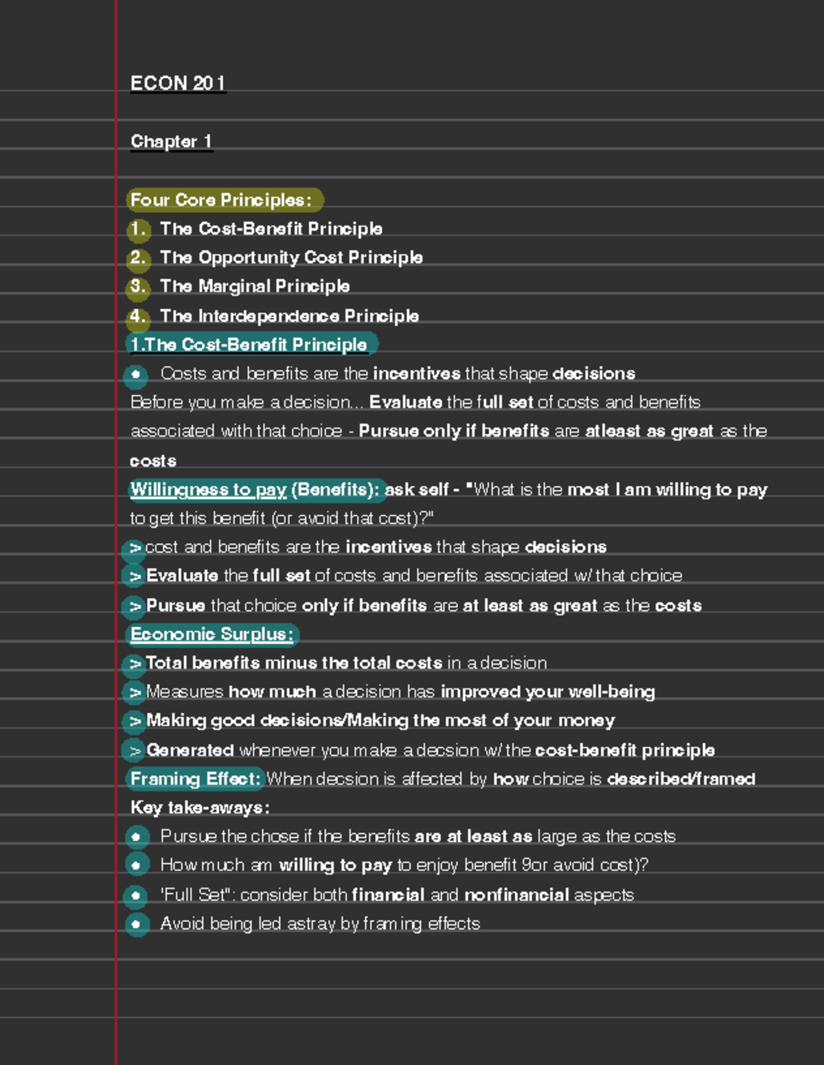 ECON 201 - Notes from class, lecture, slideshow, and online. - ECON 201 ...