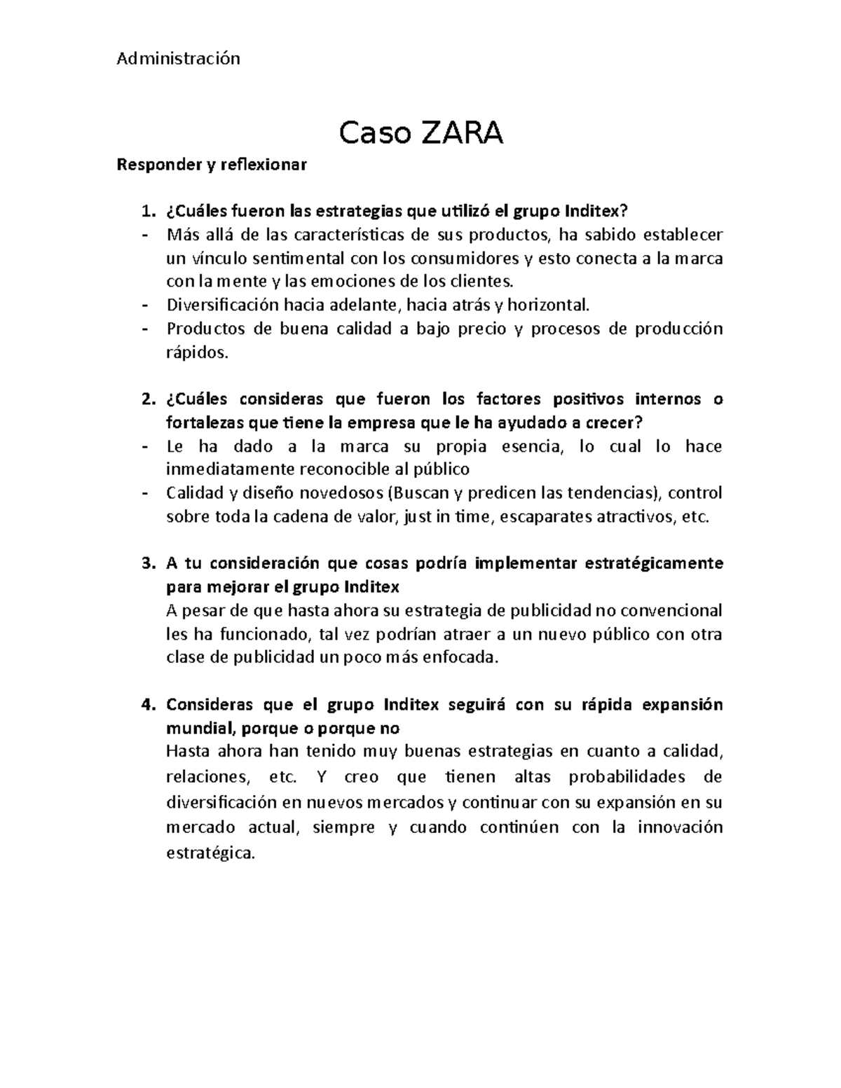 T1 caso zara - Cuestionario sobre el documental del caso zara ...